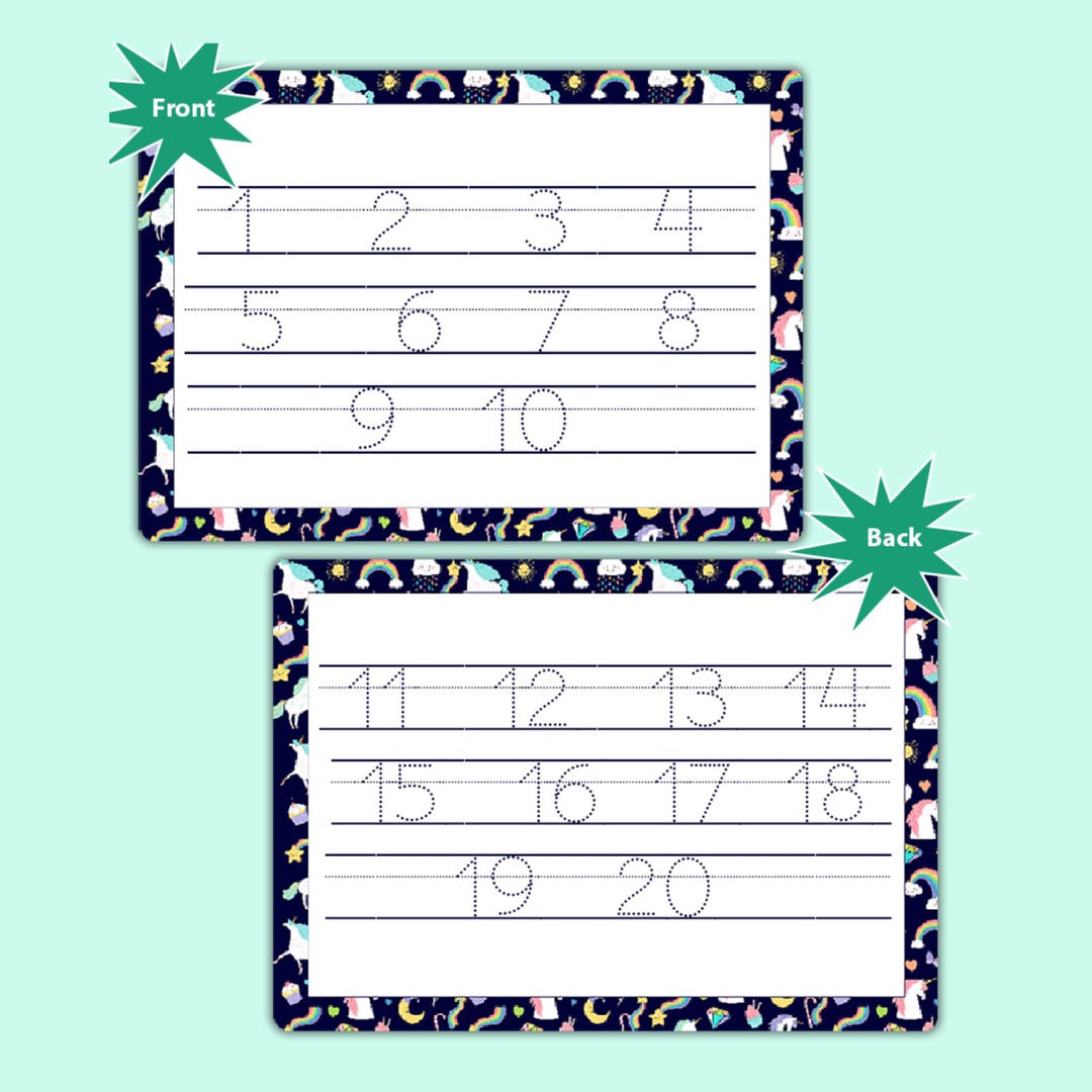 Reusable Numbers 1-20 Tracing Mat: Handwriting Practice With Pen - Etsy