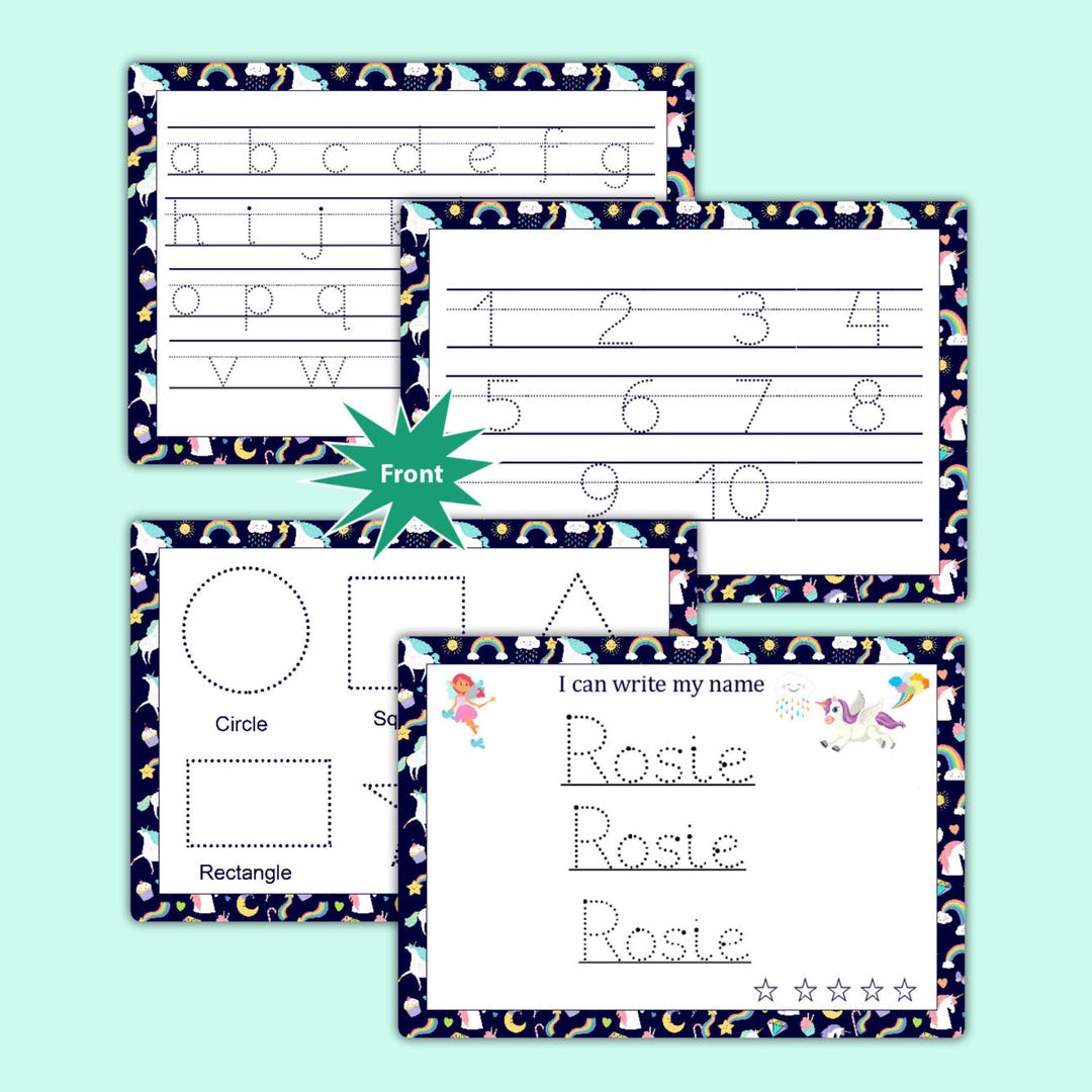Personalized Handwriting Practice Mats: Alphabet, Numbers, Shapes ...