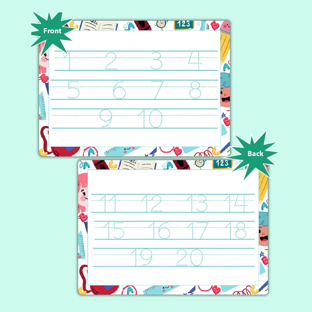 Reusable Number Tracing Mat: Learn to Write 1-20 With Pen - Etsy