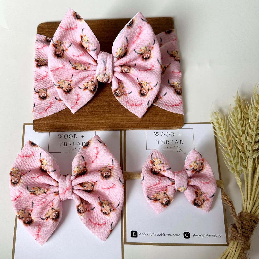 Western Baby Bow | Pink Cow Hair Bow | Cowgirl Toddler Bow | Rodeo Baby ...
