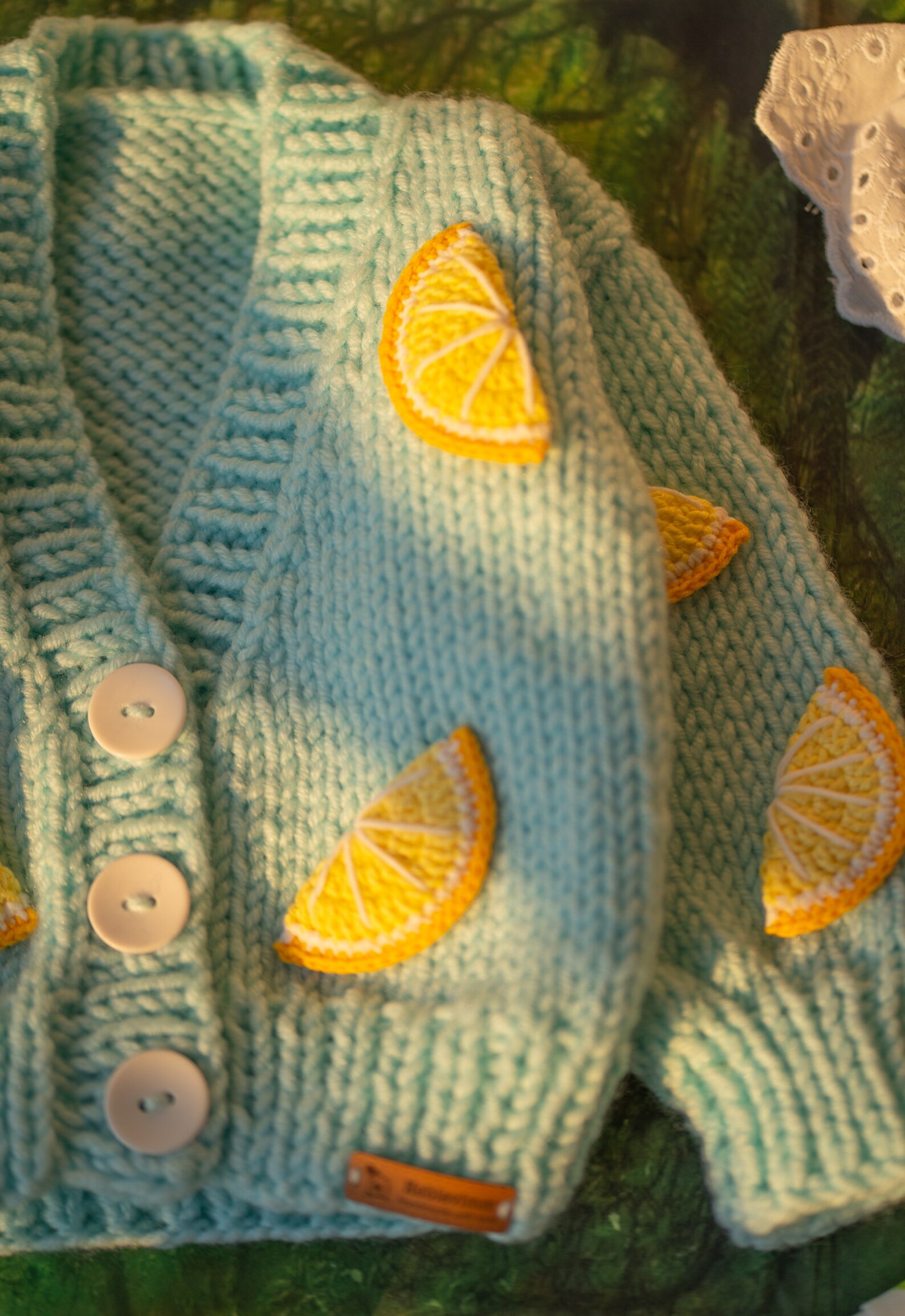 Hand Knitted Lemon Cardigan: Fruit Print Knit Sweater - Etsy