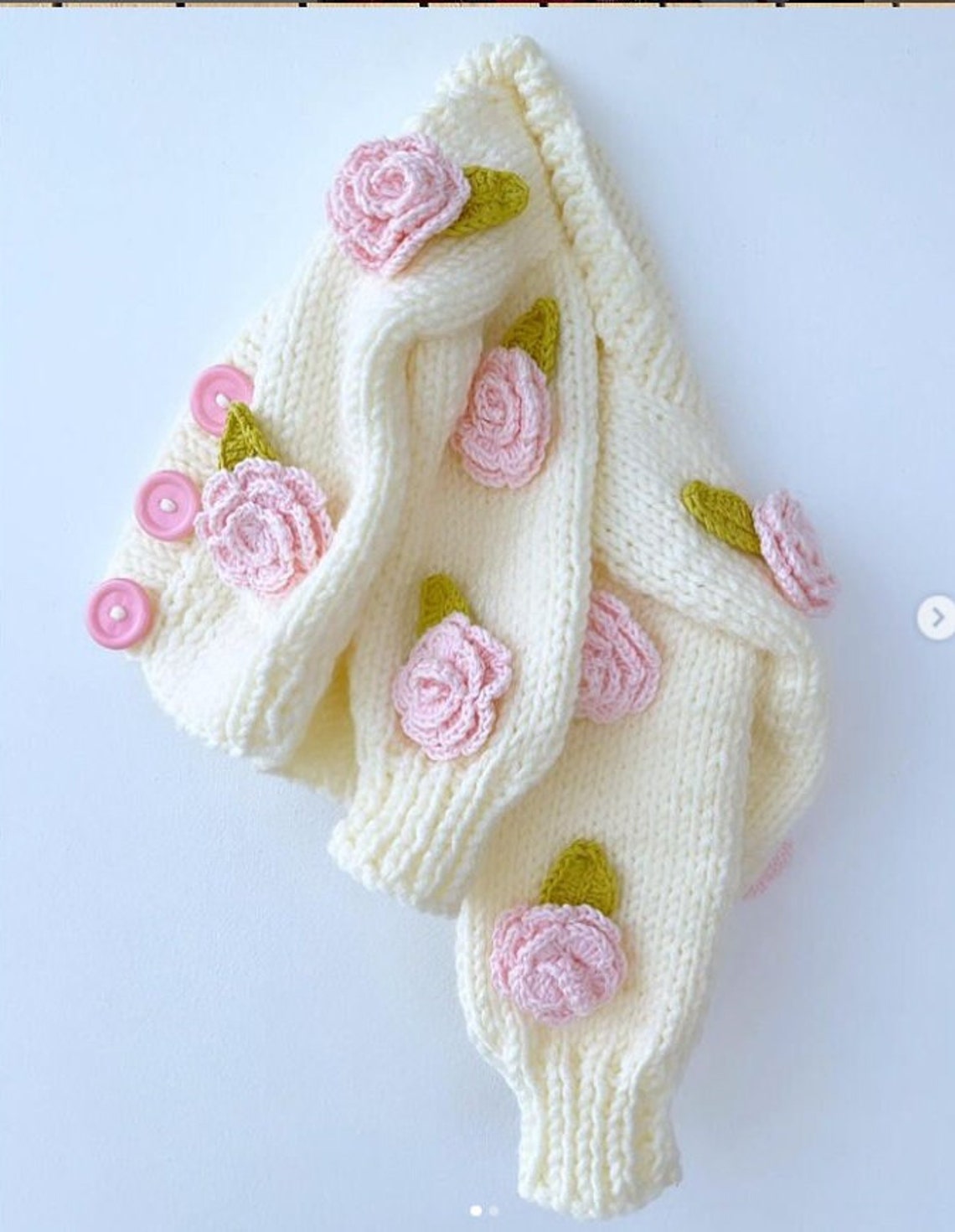 Knit Floral Baby Cardigan: Wool Blend, Handmade Kids Clothes - Etsy