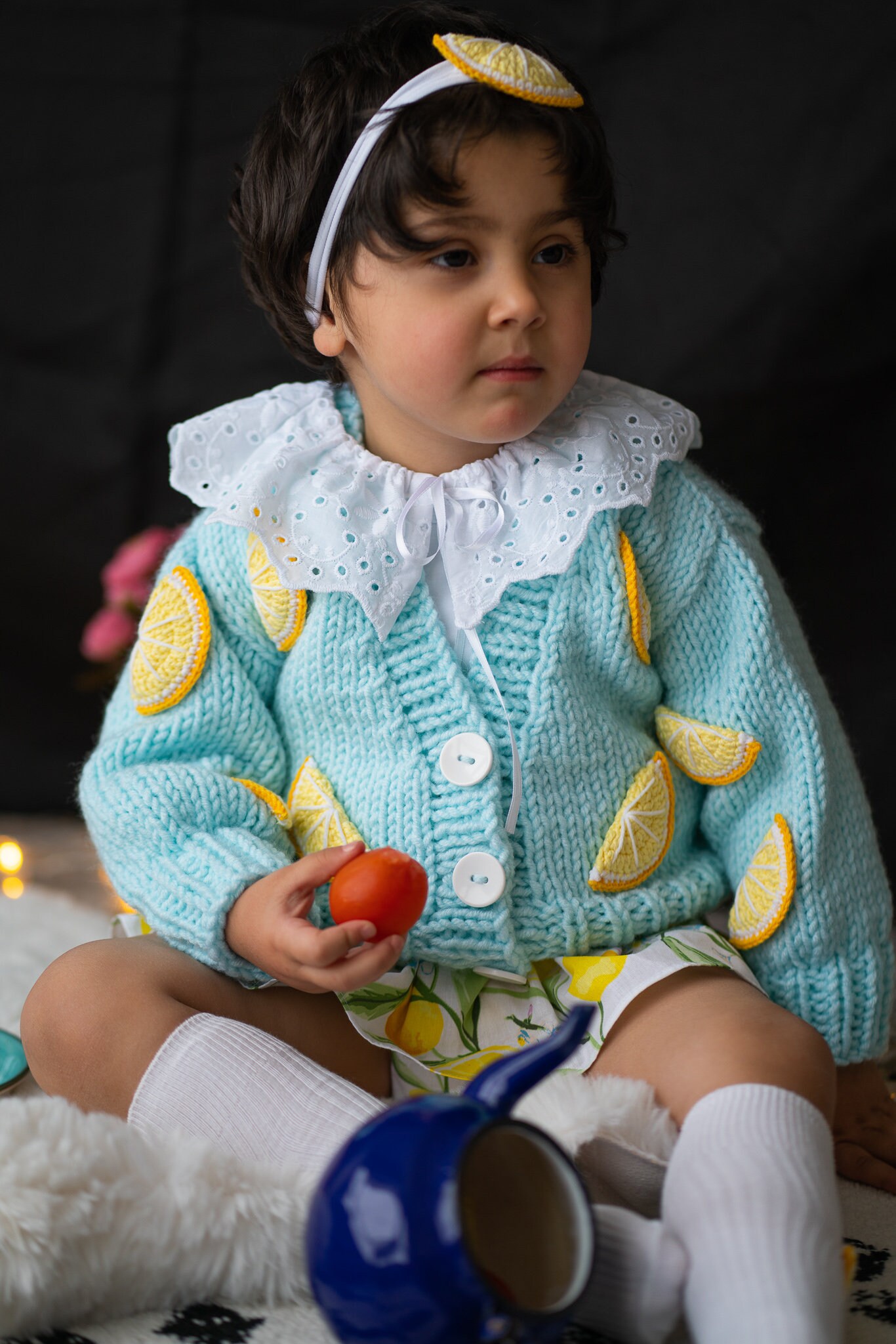 Lemon Knit Baby Cardigan: Handmade Cotton Sweater, Newborn Gift - Etsy