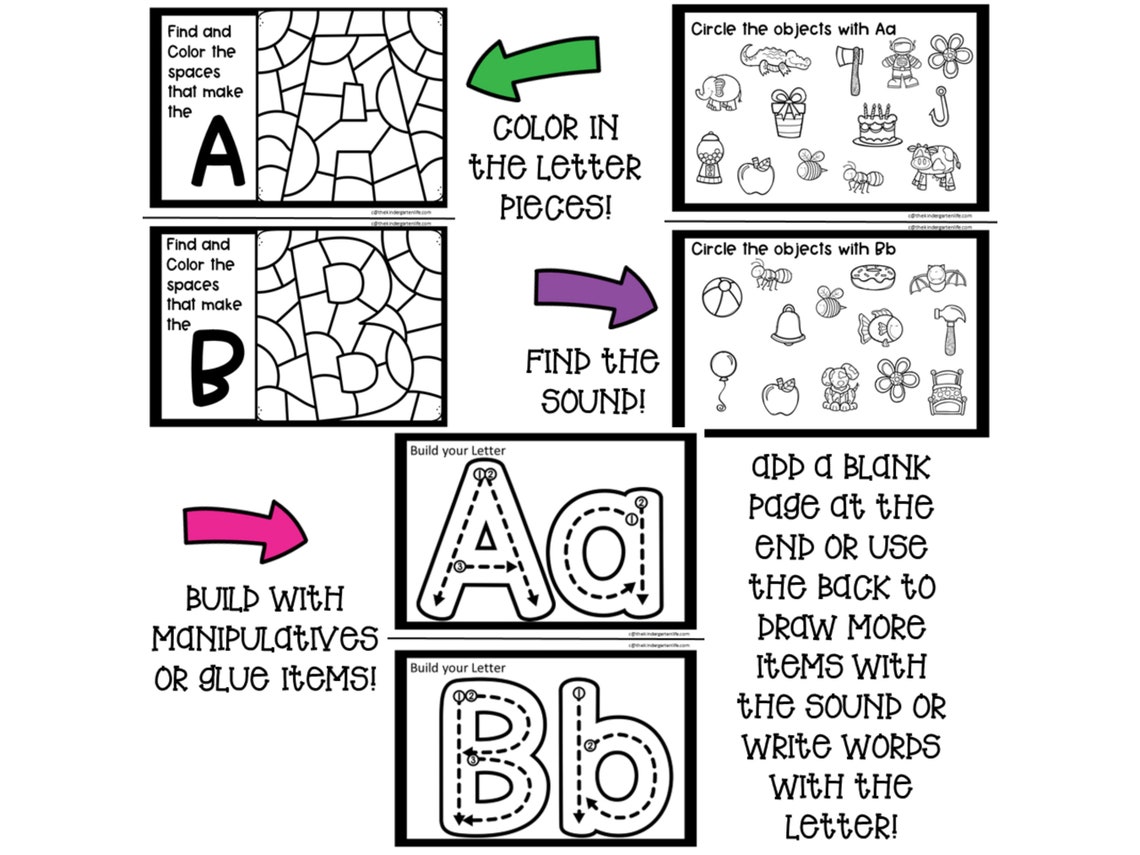 Alphabet Books: Letter Recognition and Sounds Uppercase and - Etsy