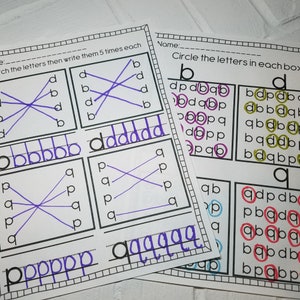 Dyslexia Worksheets for B,D,P,Q Letter Reversals for Pre-k ...