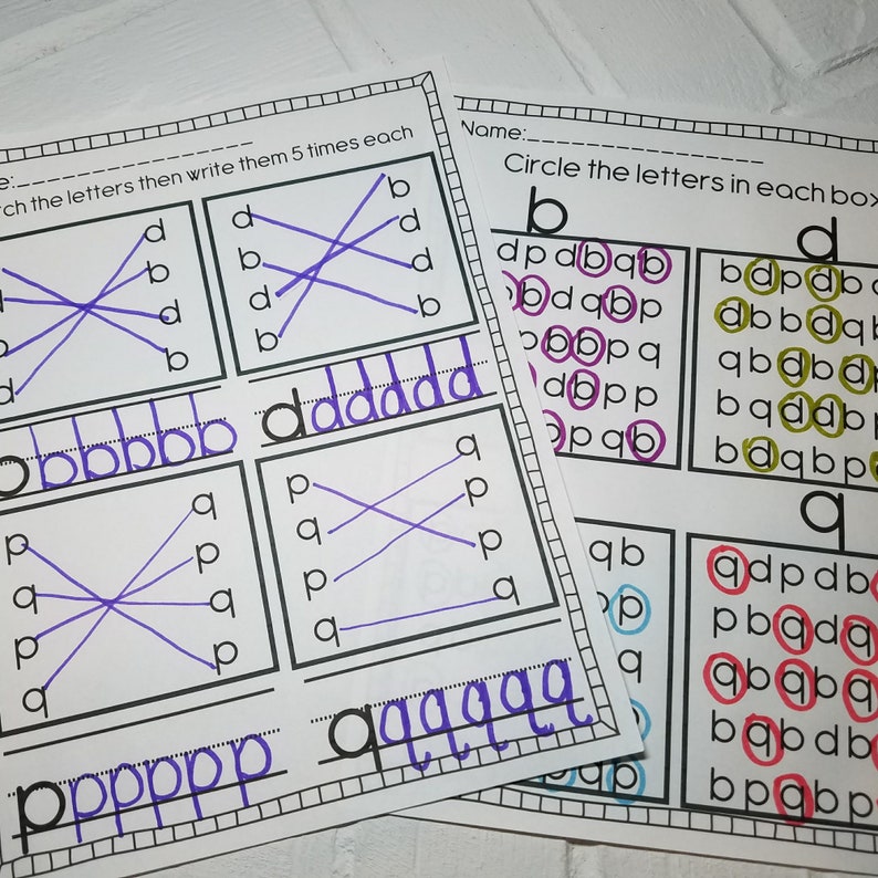 Dyslexia Worksheets for BDPQ Letter Reversals for Pre-k - Etsy
