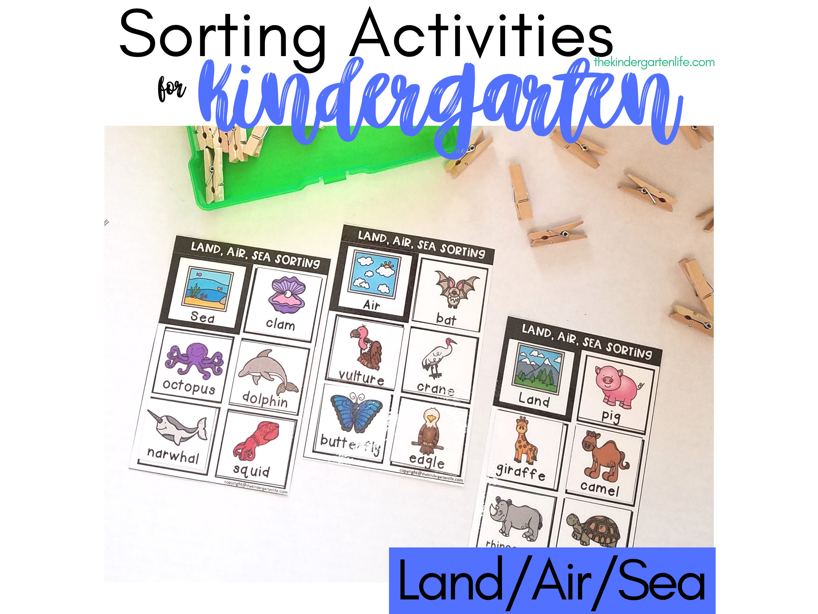 Land, Air. Sea Sorting Activity for Kindergarten, First Grade, Pre-k ...