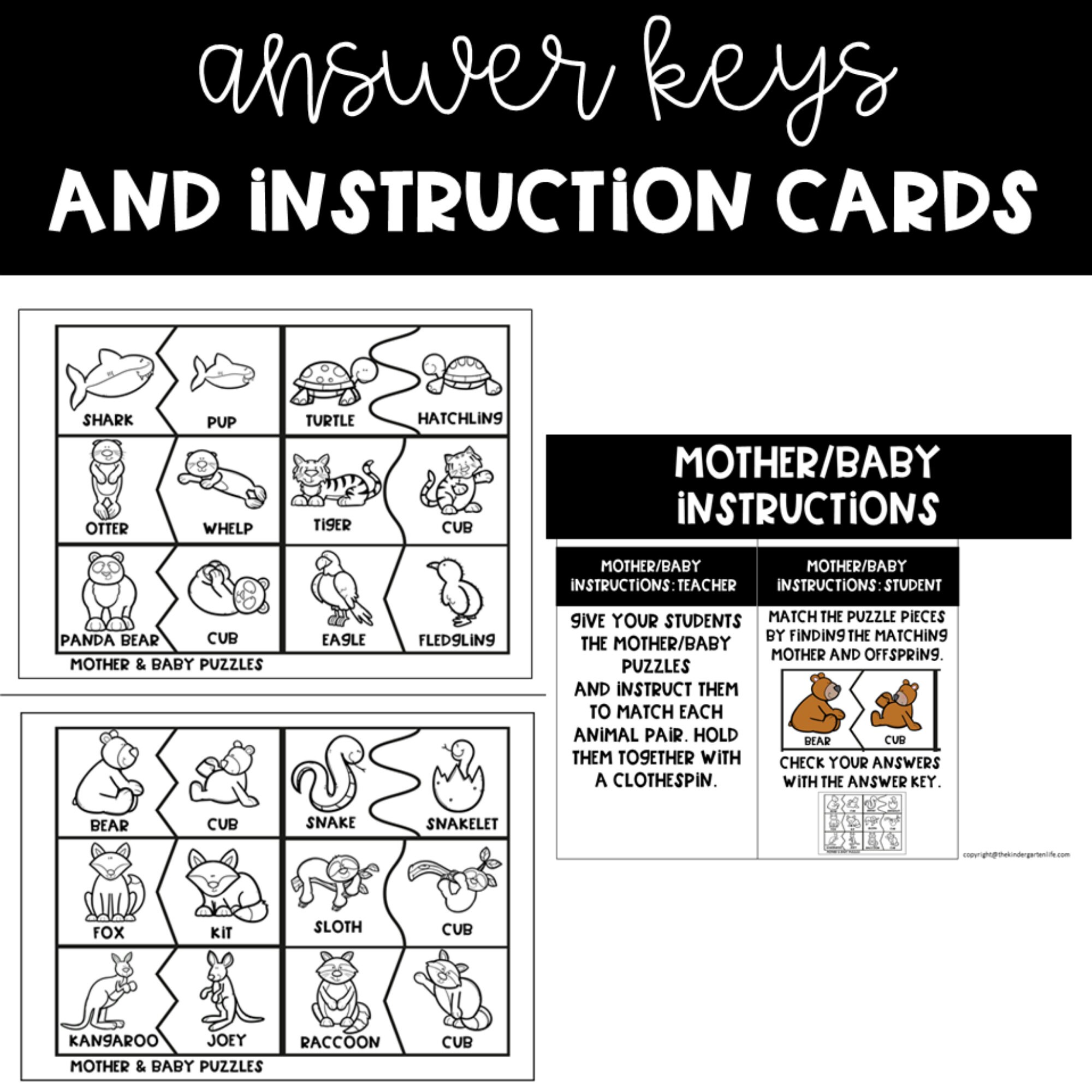 Mother and Baby Animal Matching Puzzles - Etsy