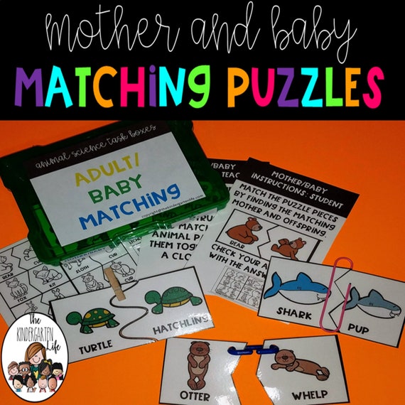 Mother and Baby Animal Matching Puzzles | Etsy