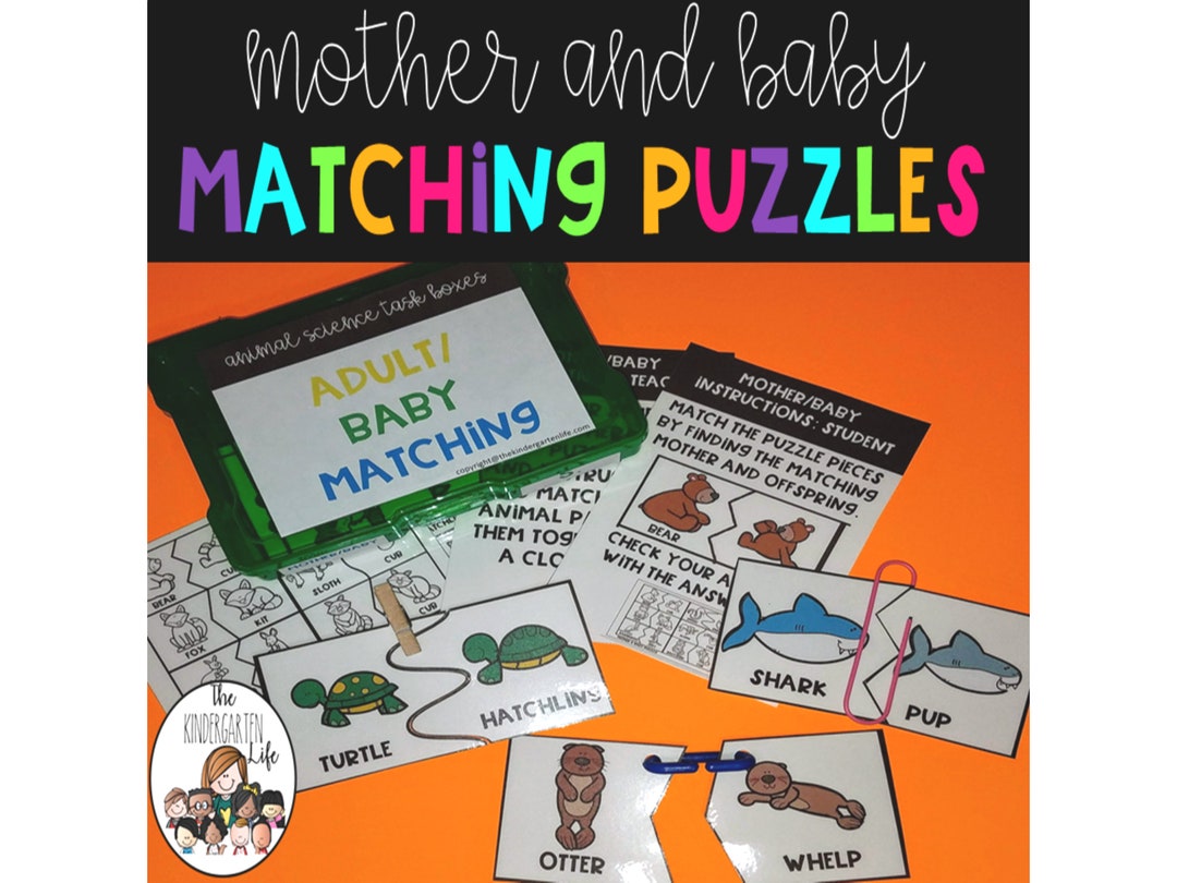 Mother and Baby Animal Matching Puzzles - Etsy