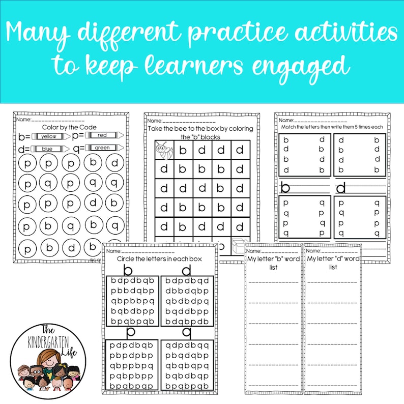 Dyslexia Worksheets for BDPQ Letter Reversals for Pre-k - Etsy