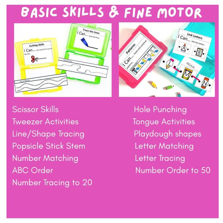 Basic Skills Fine Motor Task Boxes - Etsy