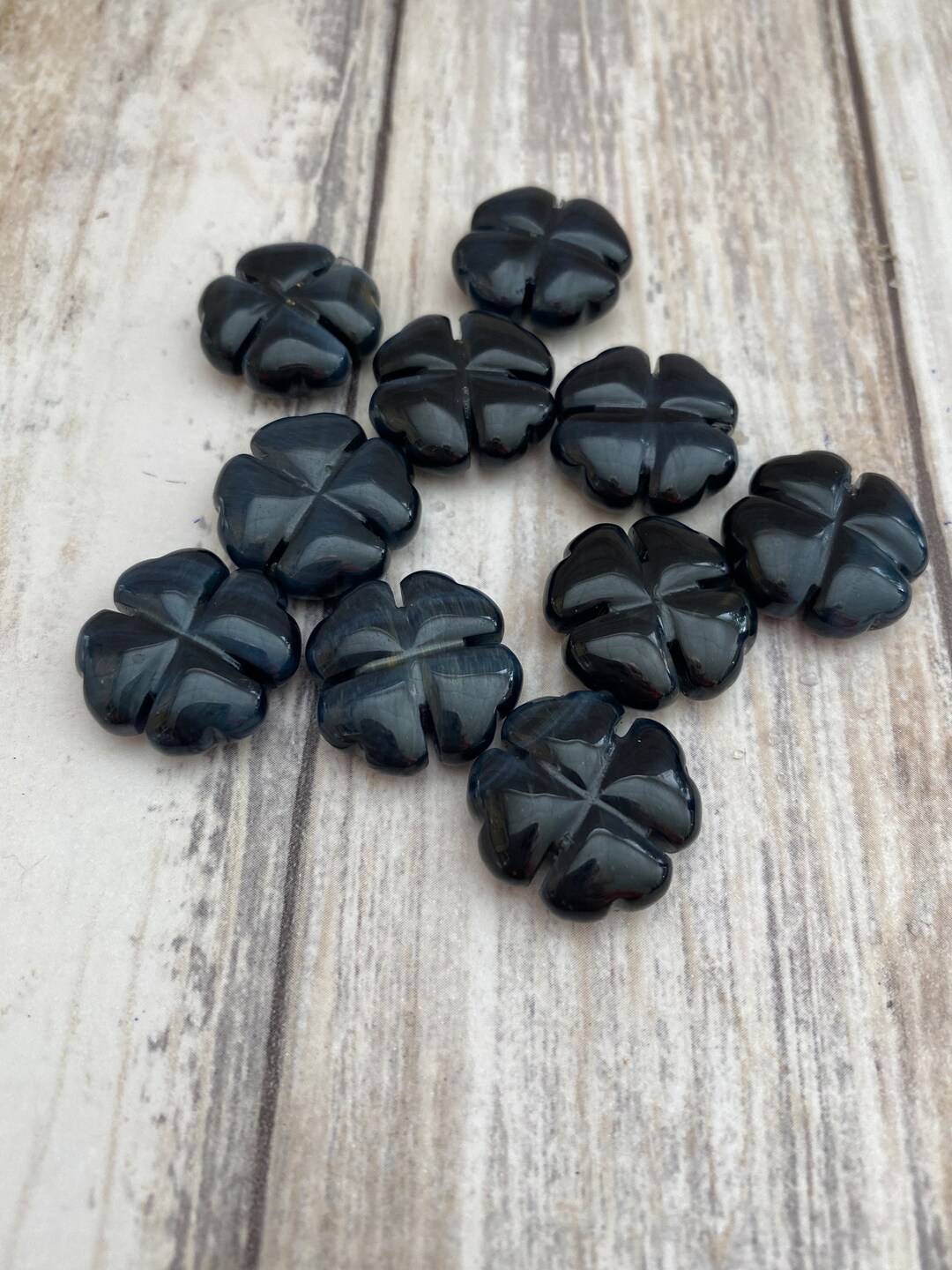 Blue Goldstone Carved Four Leaf Clover Lucky Charm Crystal Amulet ...