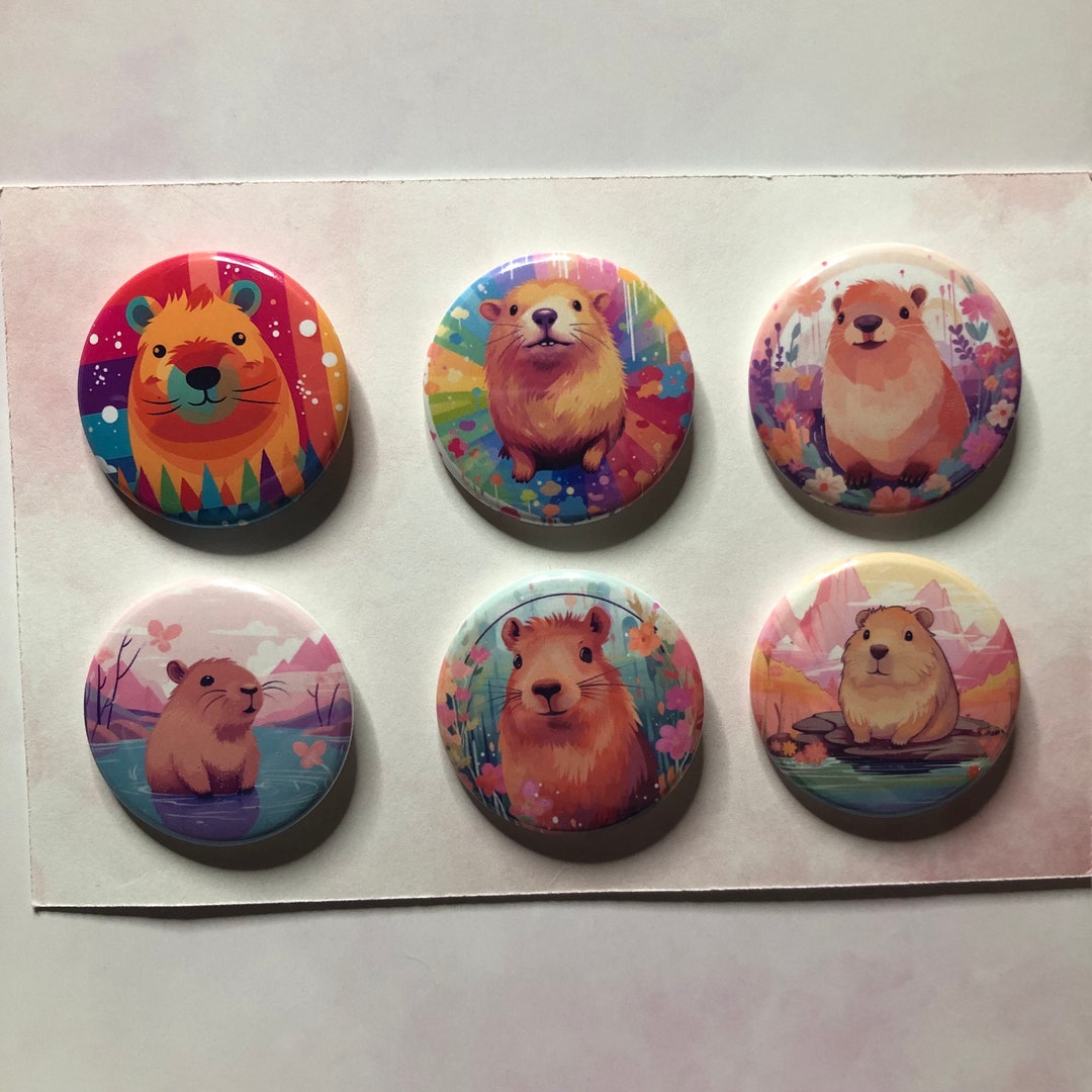 Capybara Cute Capybaras Set of Six 1.5 Inch Badge Button - Etsy