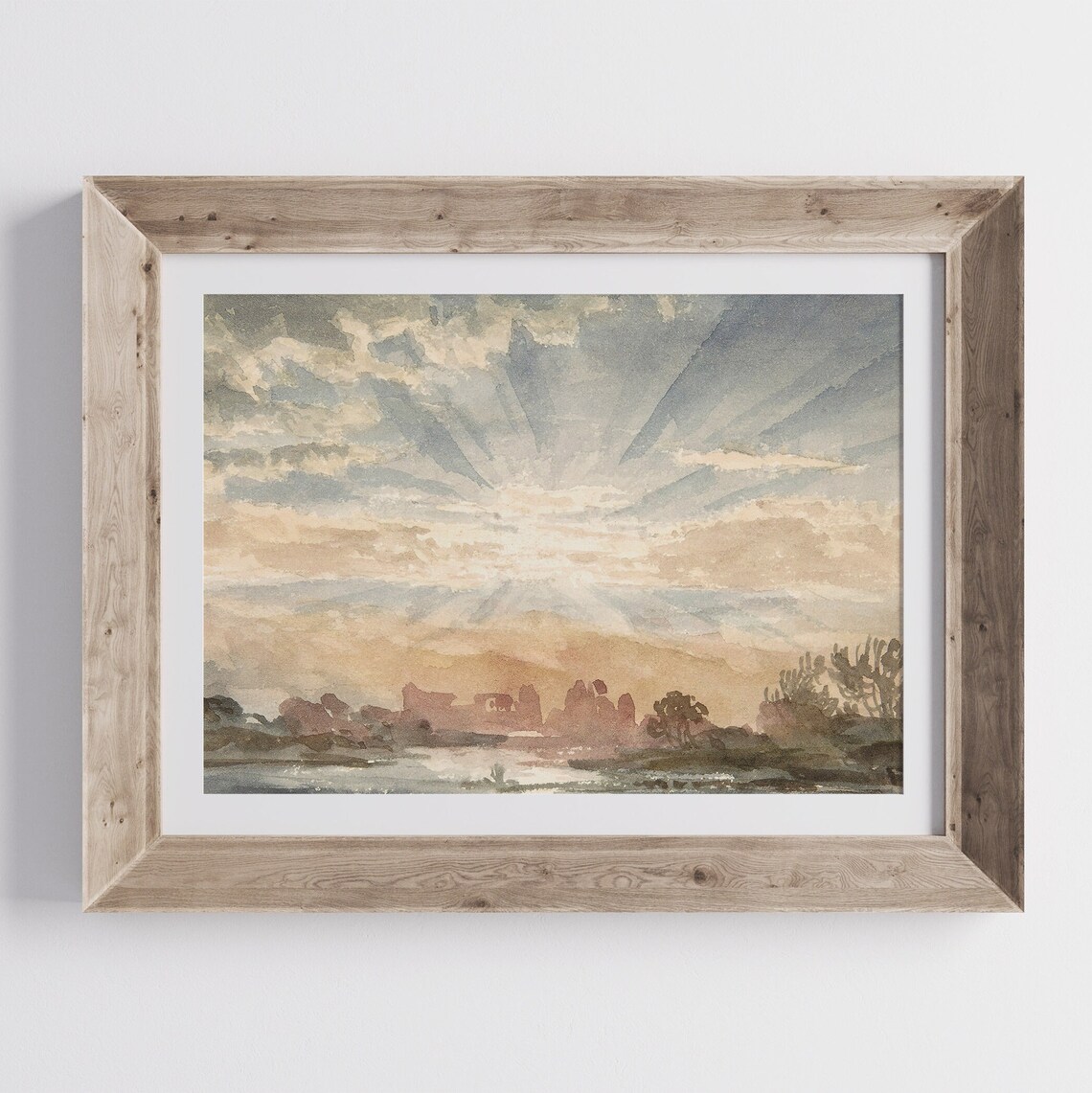 Earth Tone Landscape Painting PRINTABLE Sunrise Sky Art for Living Room ...