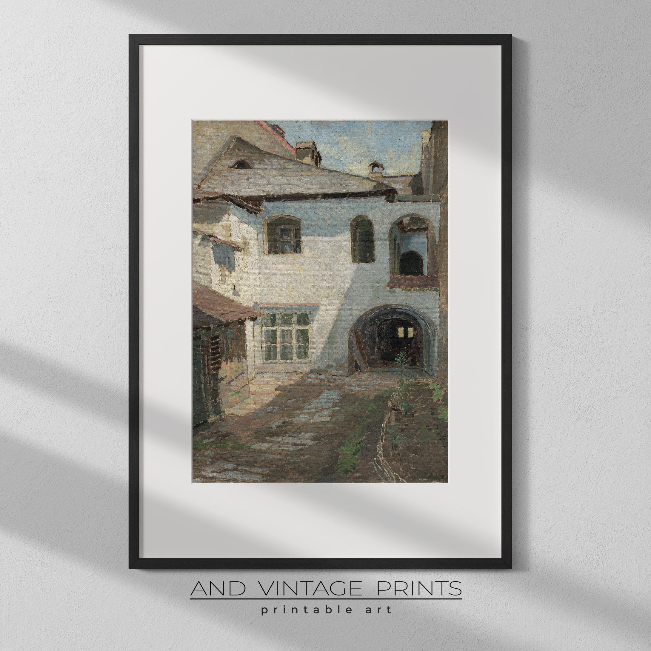 Cottage Painting PRINTABLE Earth Tone Wall Art for Lounge - Etsy