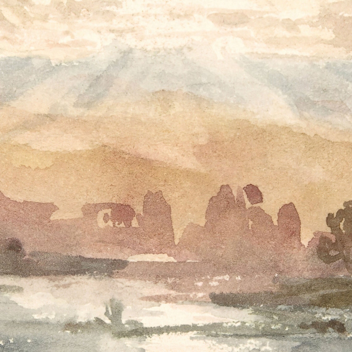 Earth Tone Landscape Painting PRINTABLE Sunrise Sky Art for Living Room ...