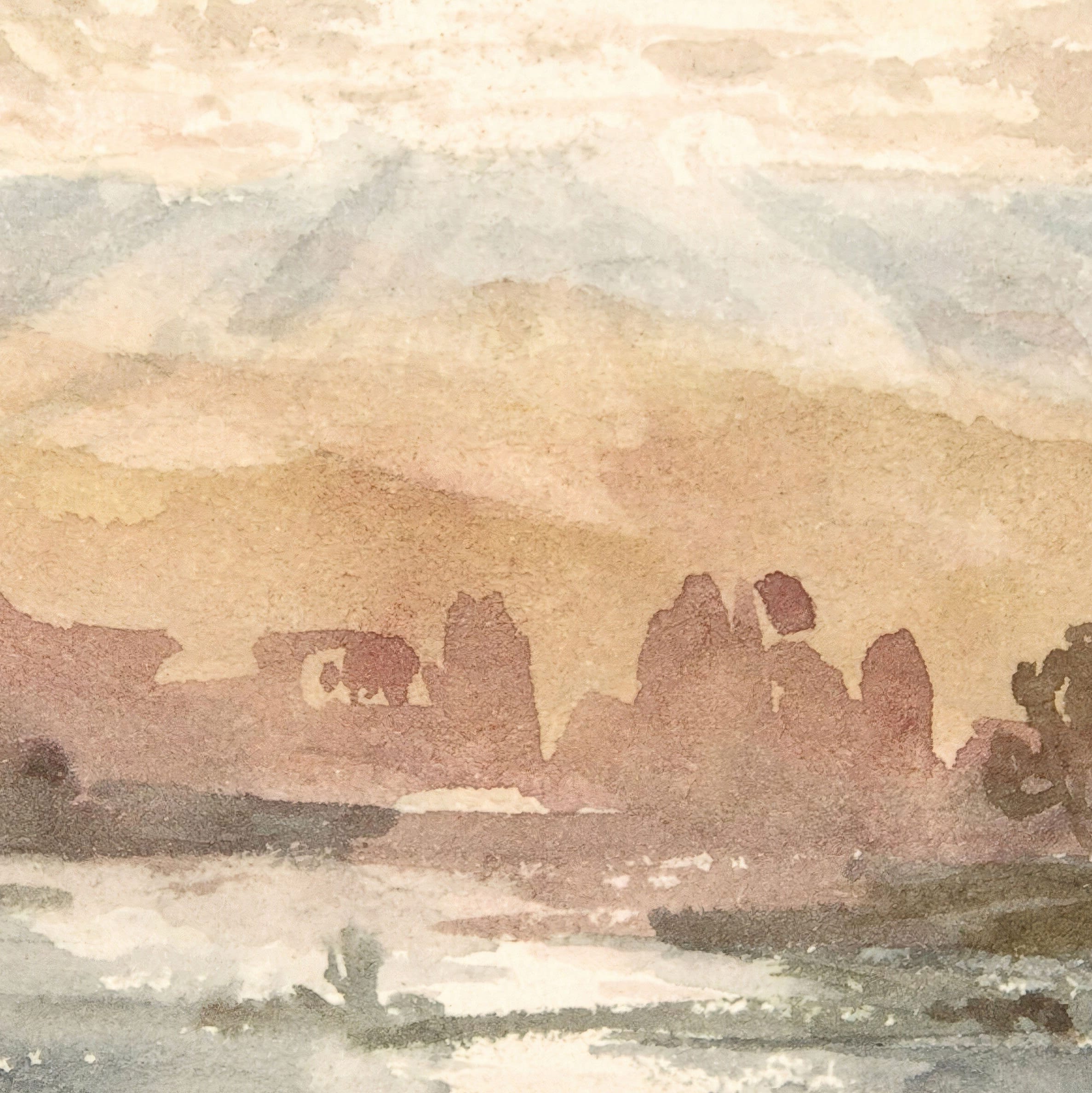 Earth Tone Landscape Painting PRINTABLE Sunrise Sky Art for Living Room ...