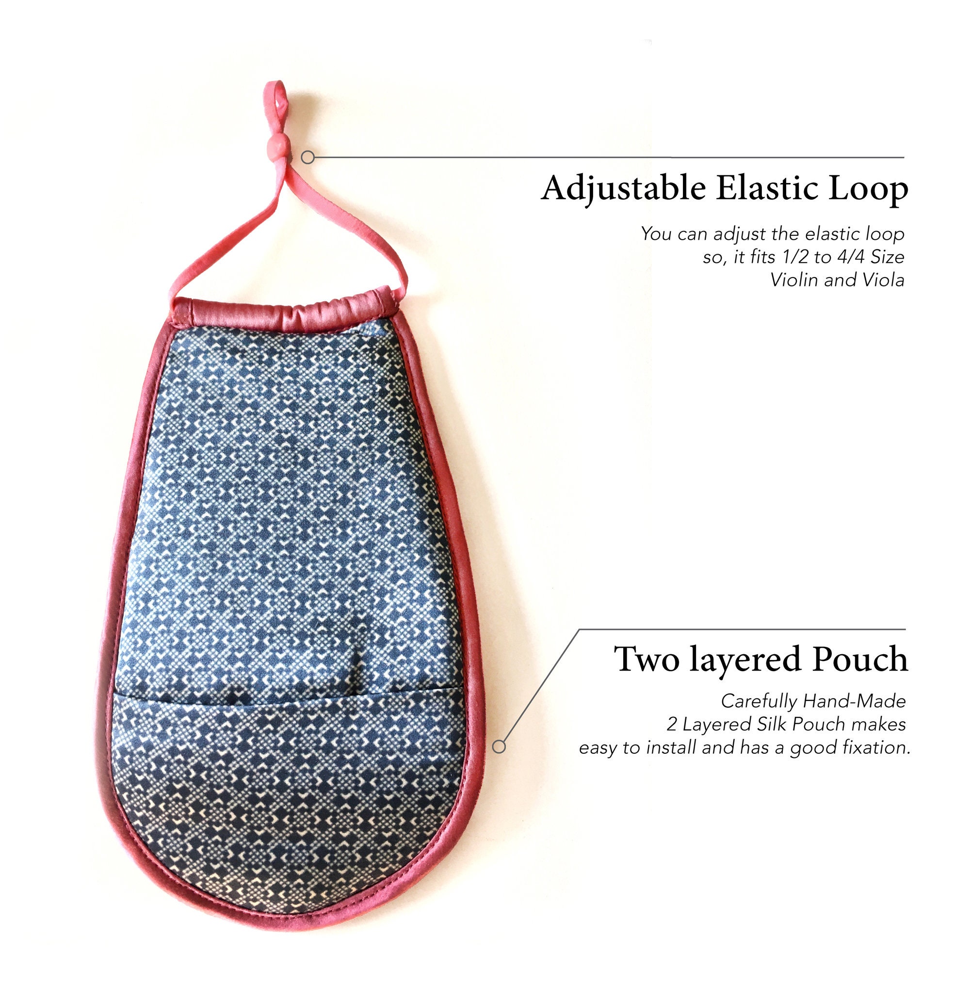 100% Silk Violin Chin Rest Cover Pad, Violin Chinrest Cover Pad, Pink ...