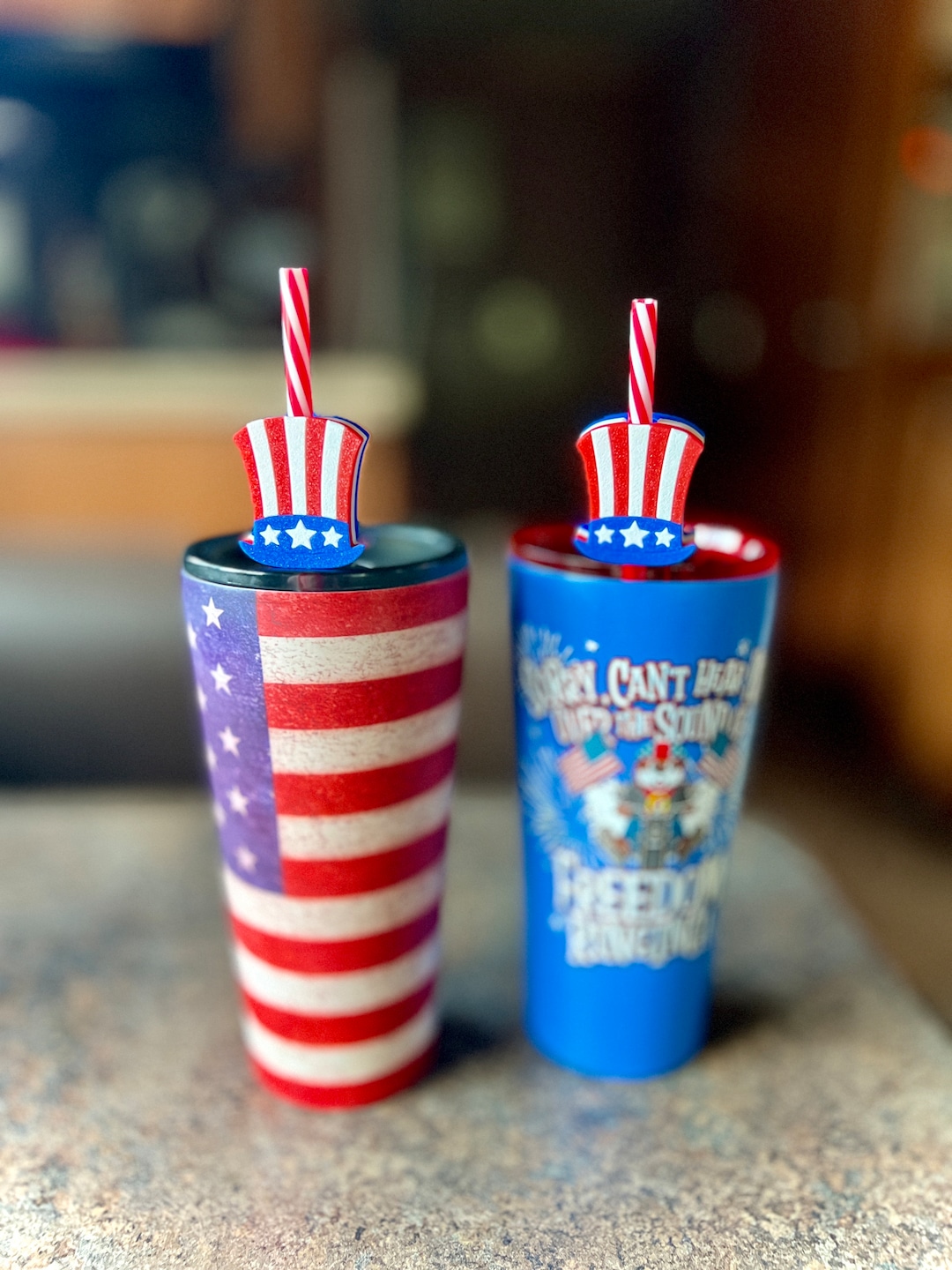 Straw Topper USA Patriotic Straw Topper Fourth of July American Flag ...