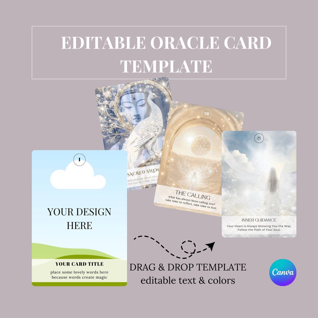 Oracle Card Editable Canva Template Create Your Own Oracle Card Deck ...