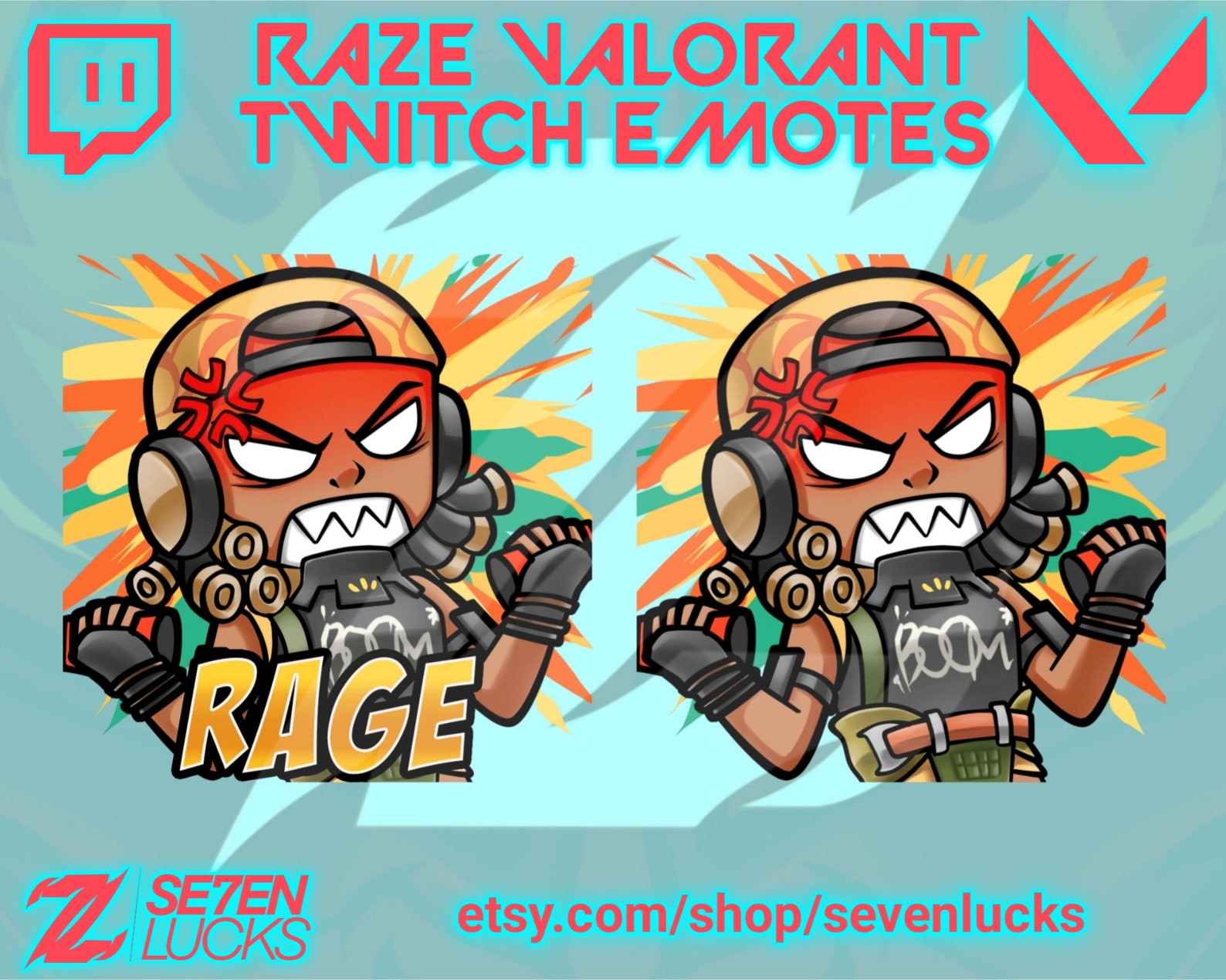 Raze Valorant Twitch Emotes, Valorant Twitch Emotes, Kawaii Twitch ...