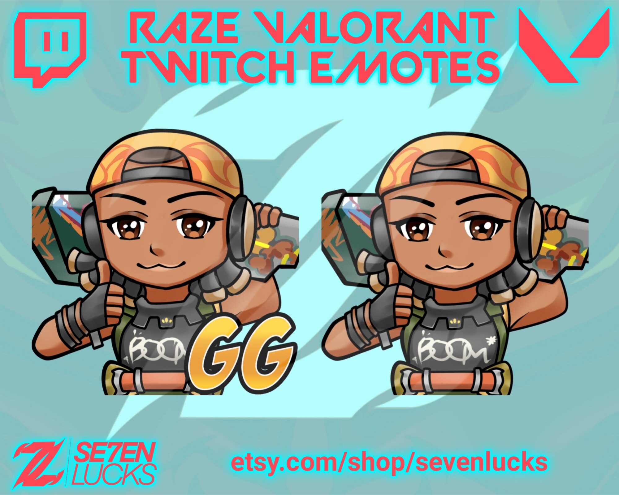 Raze Valorant Twitch Emotes, Valorant Twitch Emotes, Kawaii Twitch ...