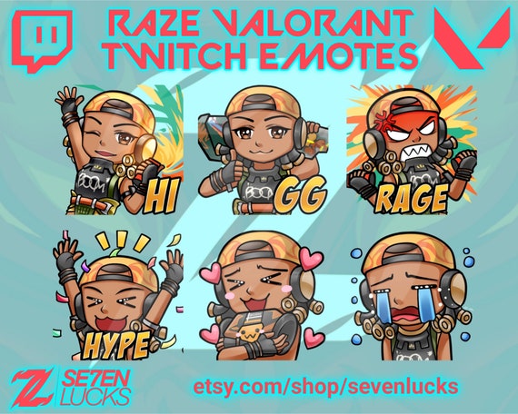 Raze Valorant Twitch Emotes Valorant Twitch Emotes Kawaii - Etsy