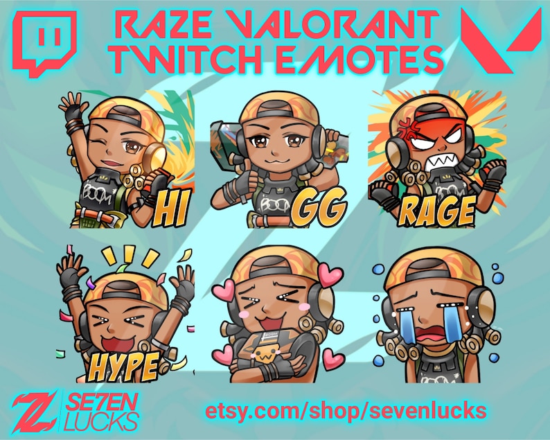 Raze Valorant Twitch Emotes, Valorant Twitch Emotes, Kawaii Twitch ...