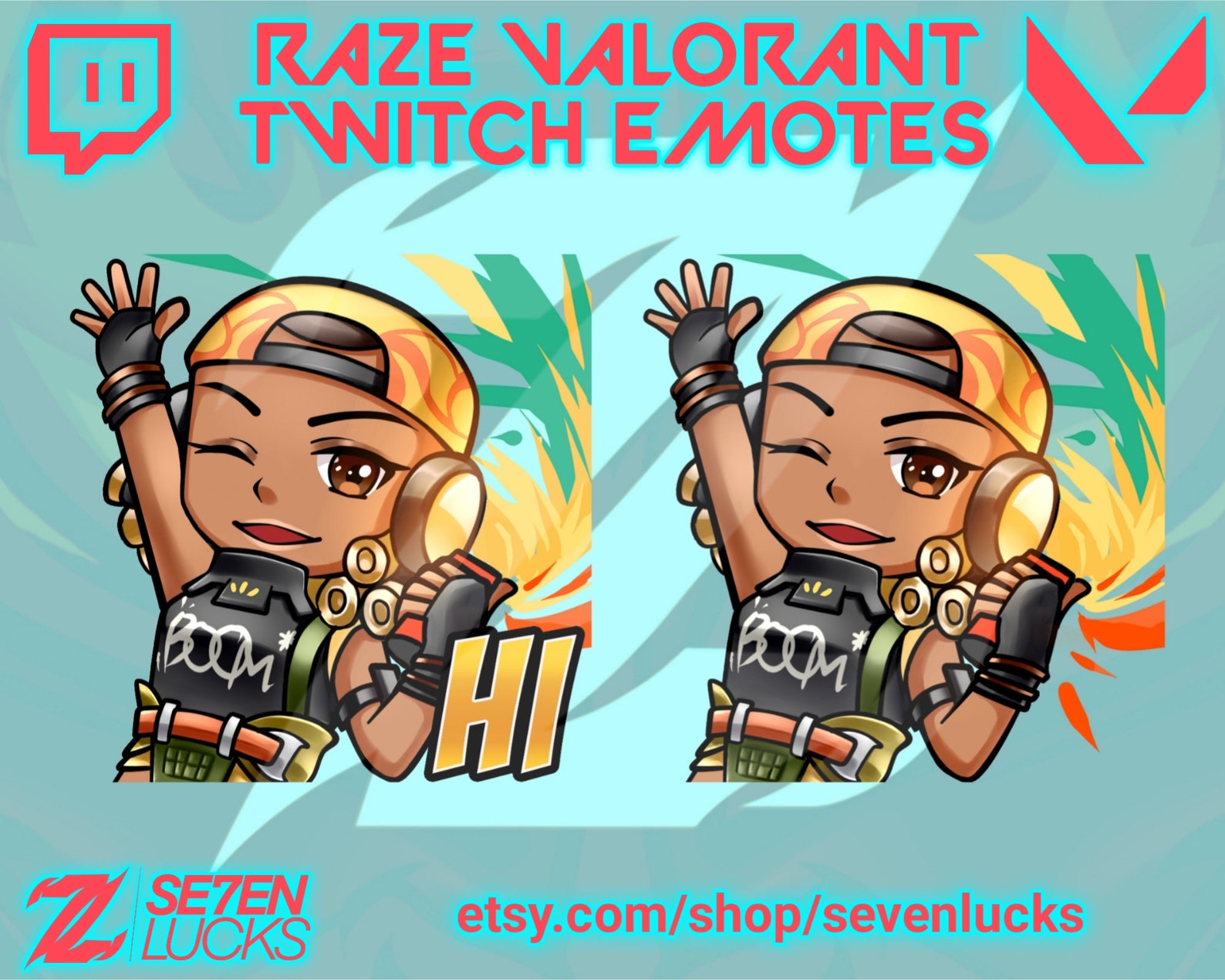 Raze Valorant Twitch Emotes, Valorant Twitch Emotes, Kawaii Twitch ...