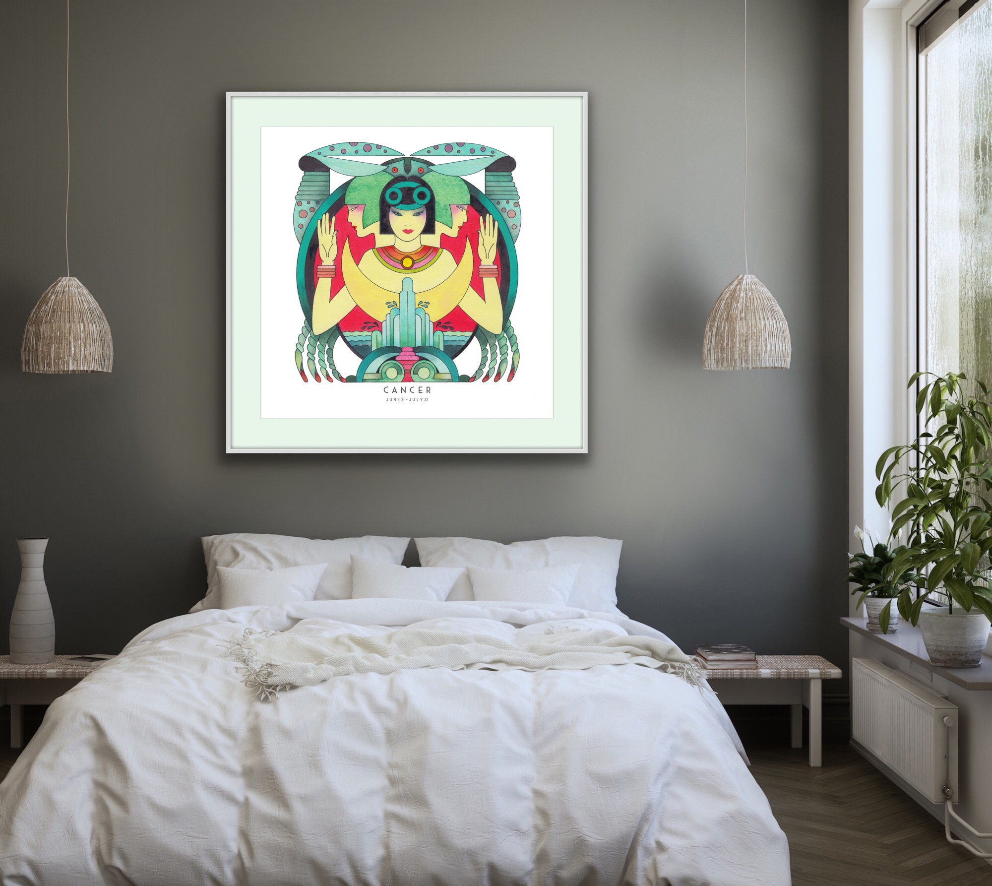 Art Deco Cancer Poster Cancer Wall Art Zodiac Print Unique - Etsy