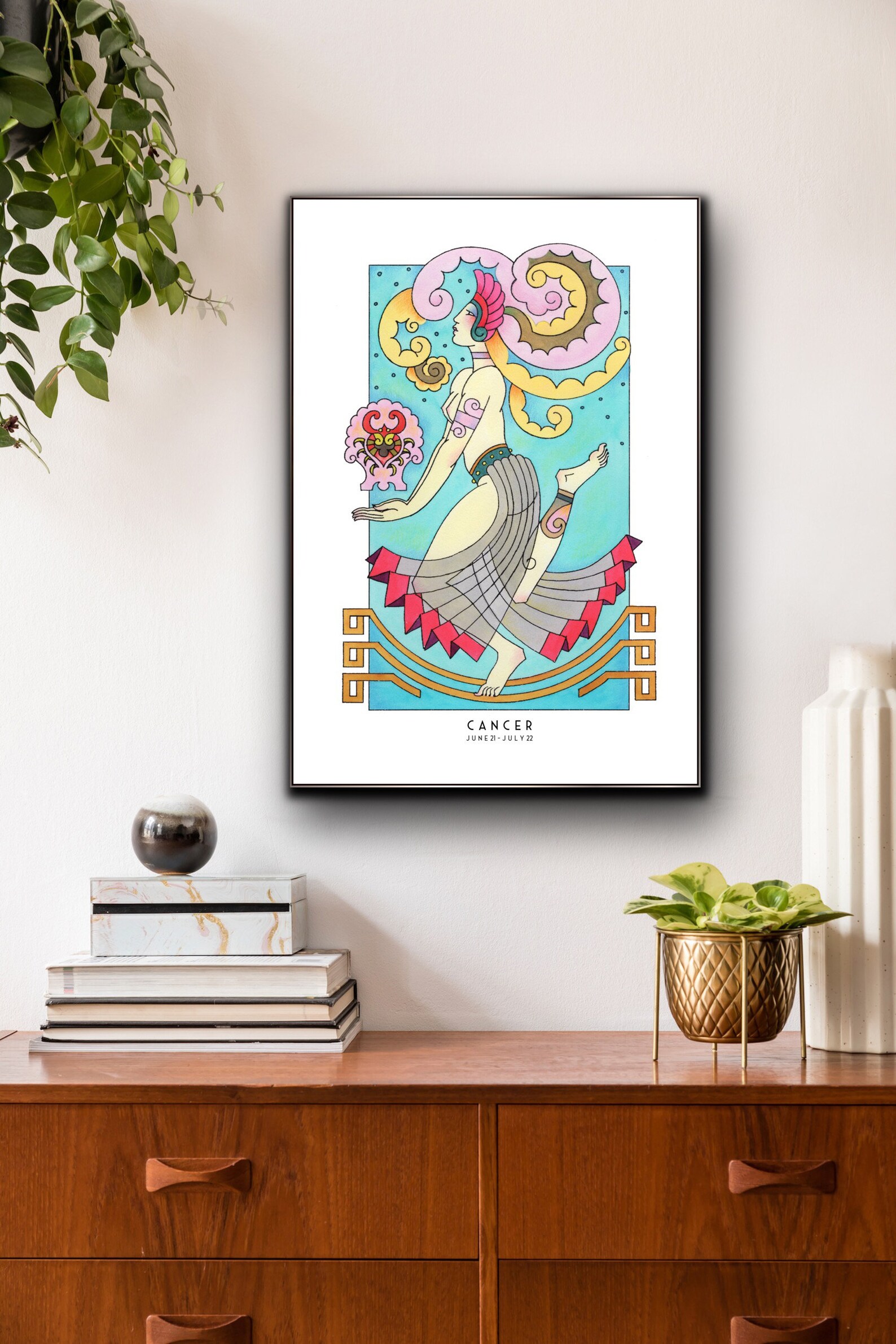 Cancer Goddess Poster, Cancer Wall Art, Zodiac Print, Goddess Art ...