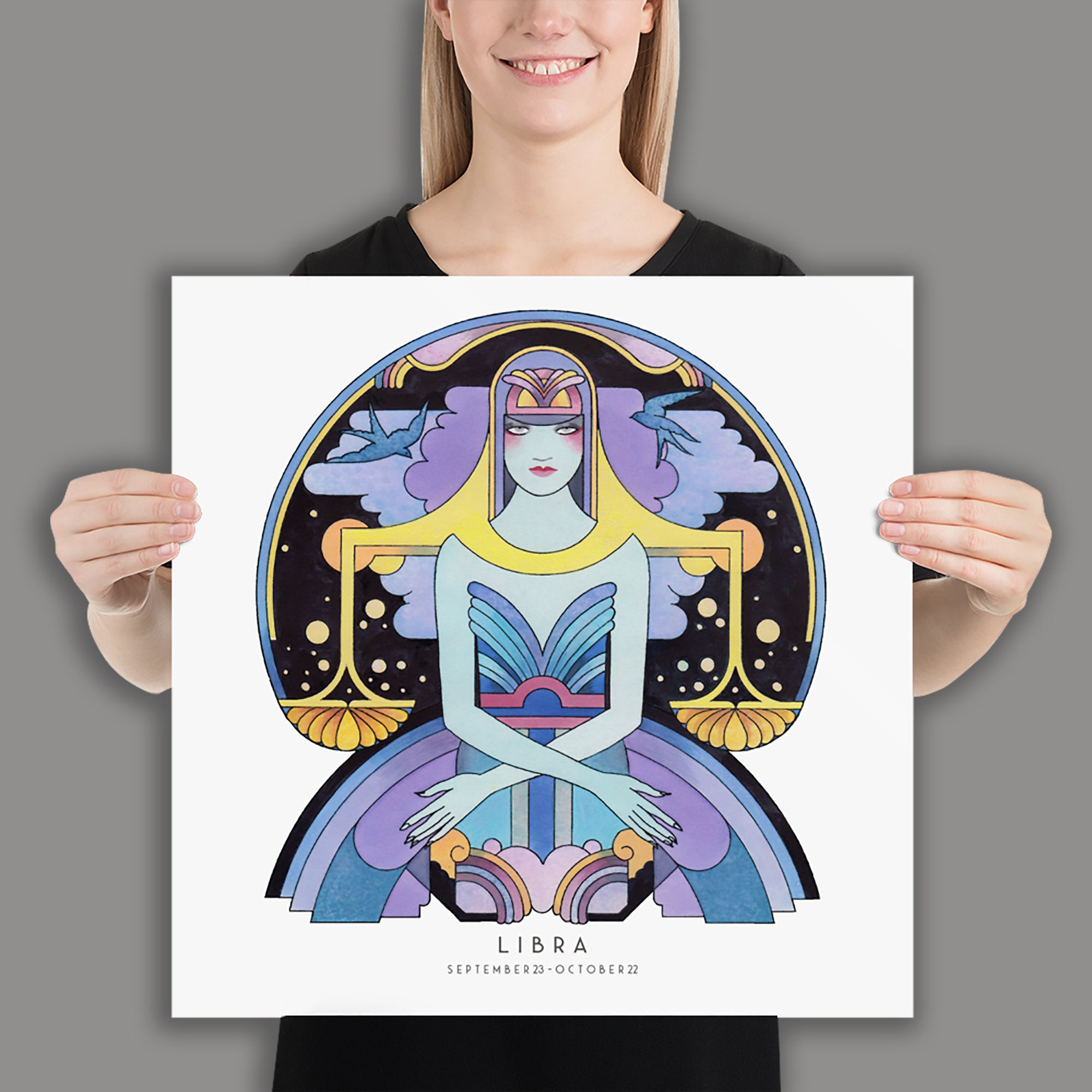 Art Deco Libra Poster Libra Wall Art Zodiac Print Unique - Etsy