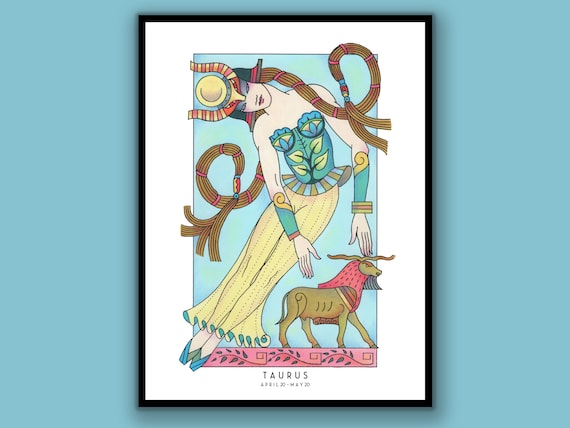 Taurus Goddess Poster Taurus Wall Art Zodiac Print Goddess | Etsy