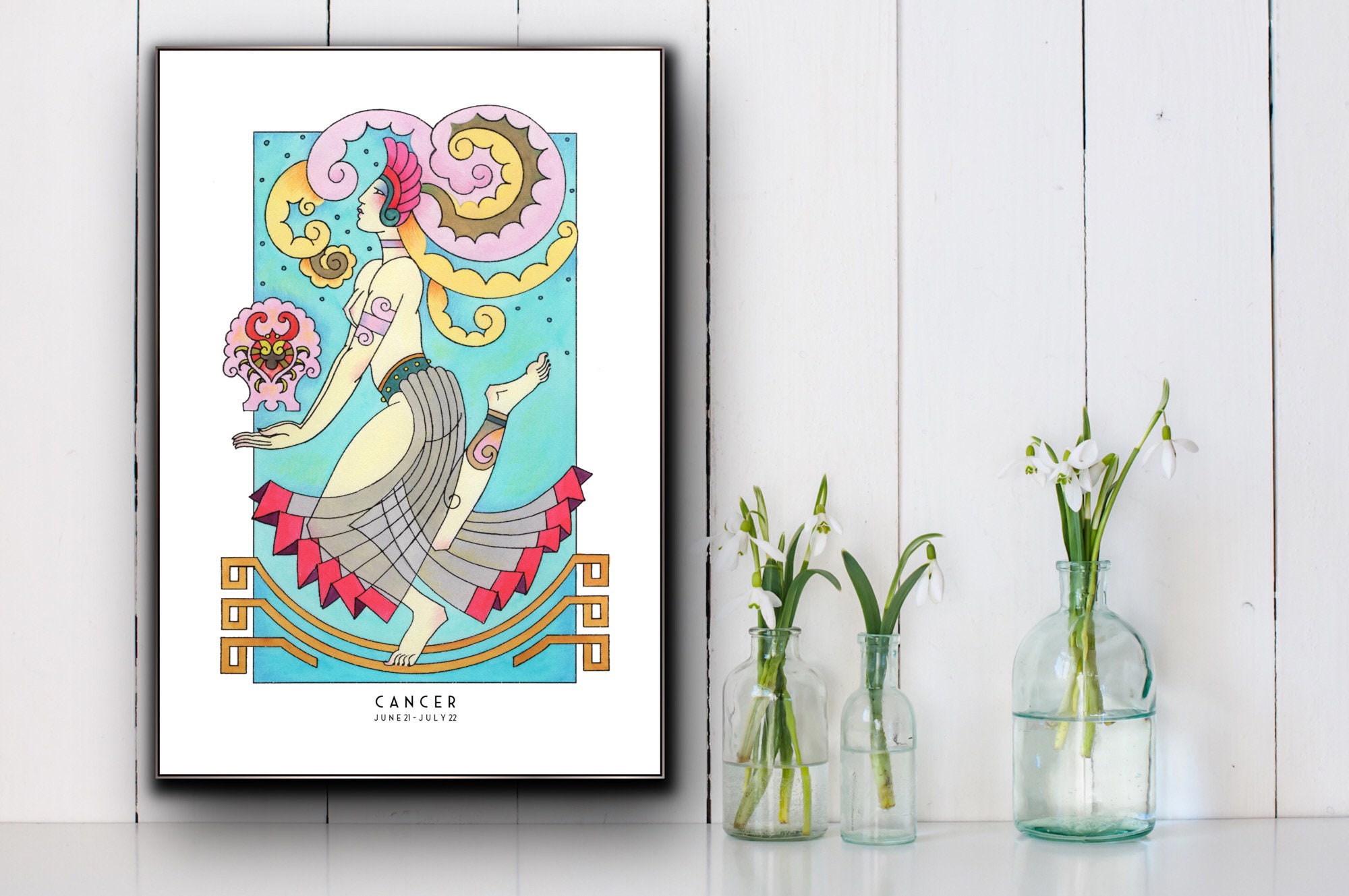 Cancer Goddess Poster, Cancer Wall Art, Zodiac Print, Goddess Art ...