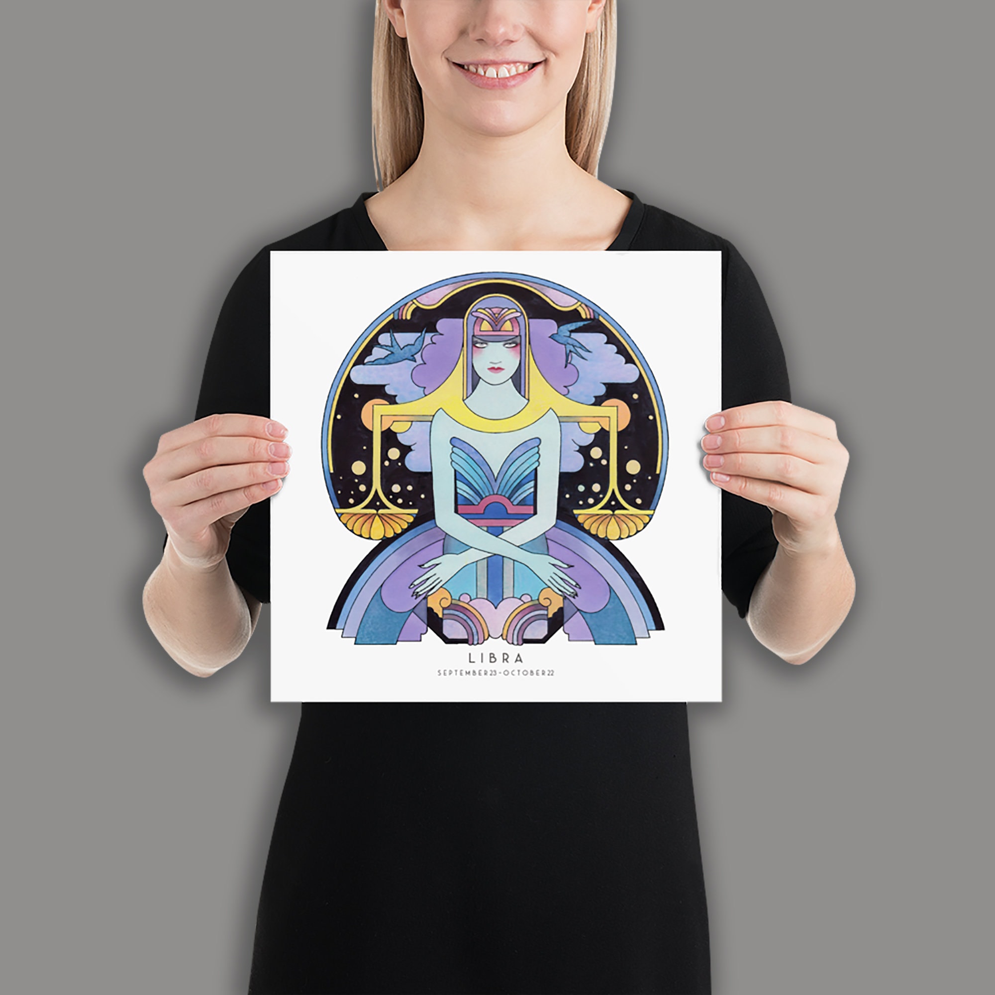 Art Deco Libra Poster Libra Wall Art Zodiac Print Unique - Etsy