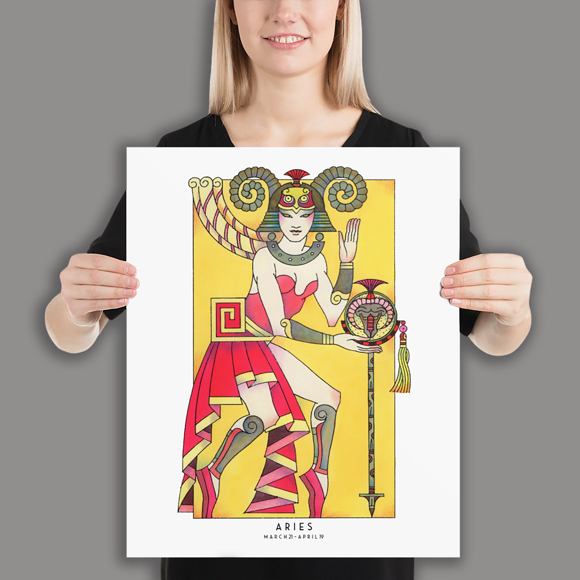 Aries Goddess Poster, Aries Wall Art, Zodiac Print, Goddess Art, Unique ...