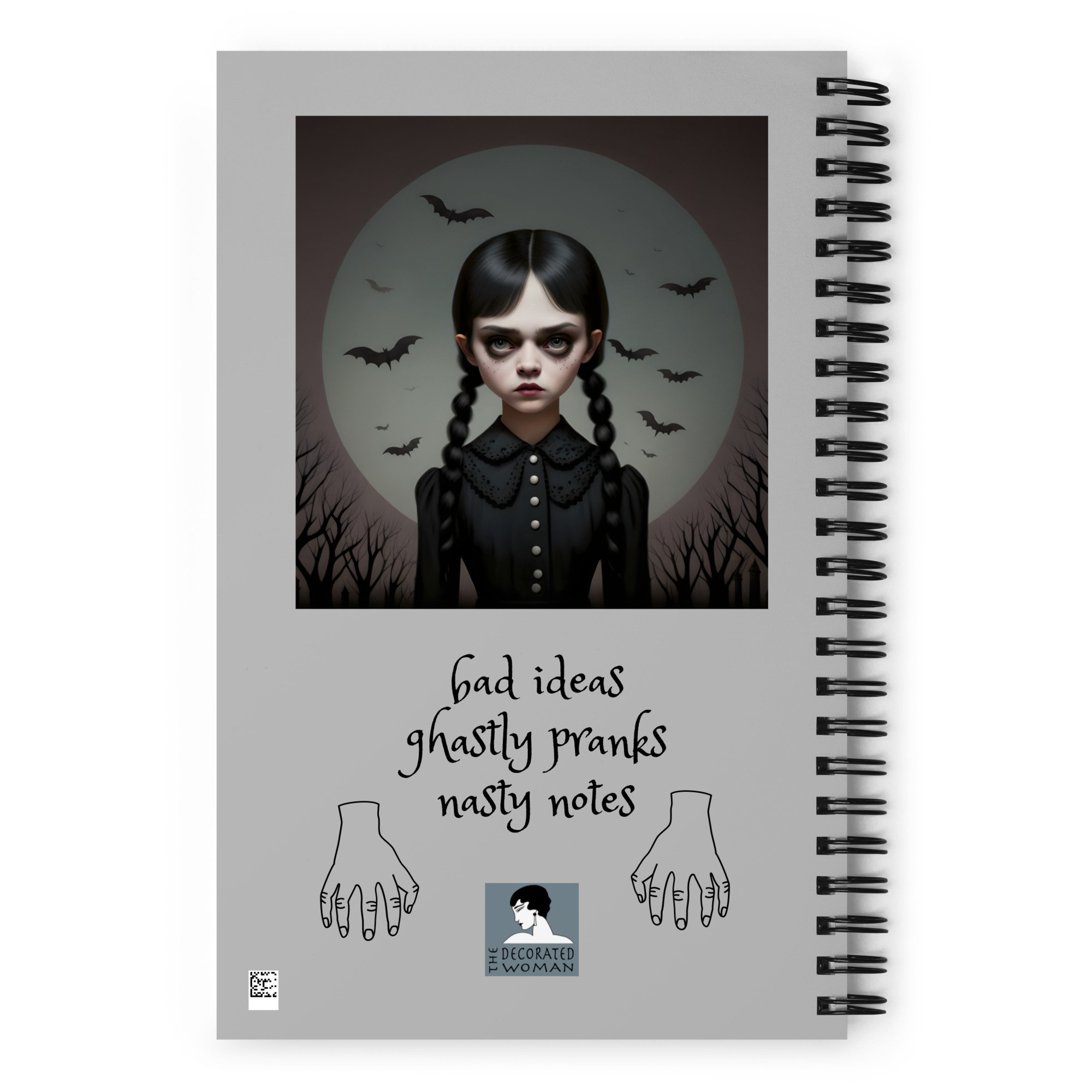 Wednesday Addams Nasty Notes Spiral Notebook, Goth Nevermore Academy ...