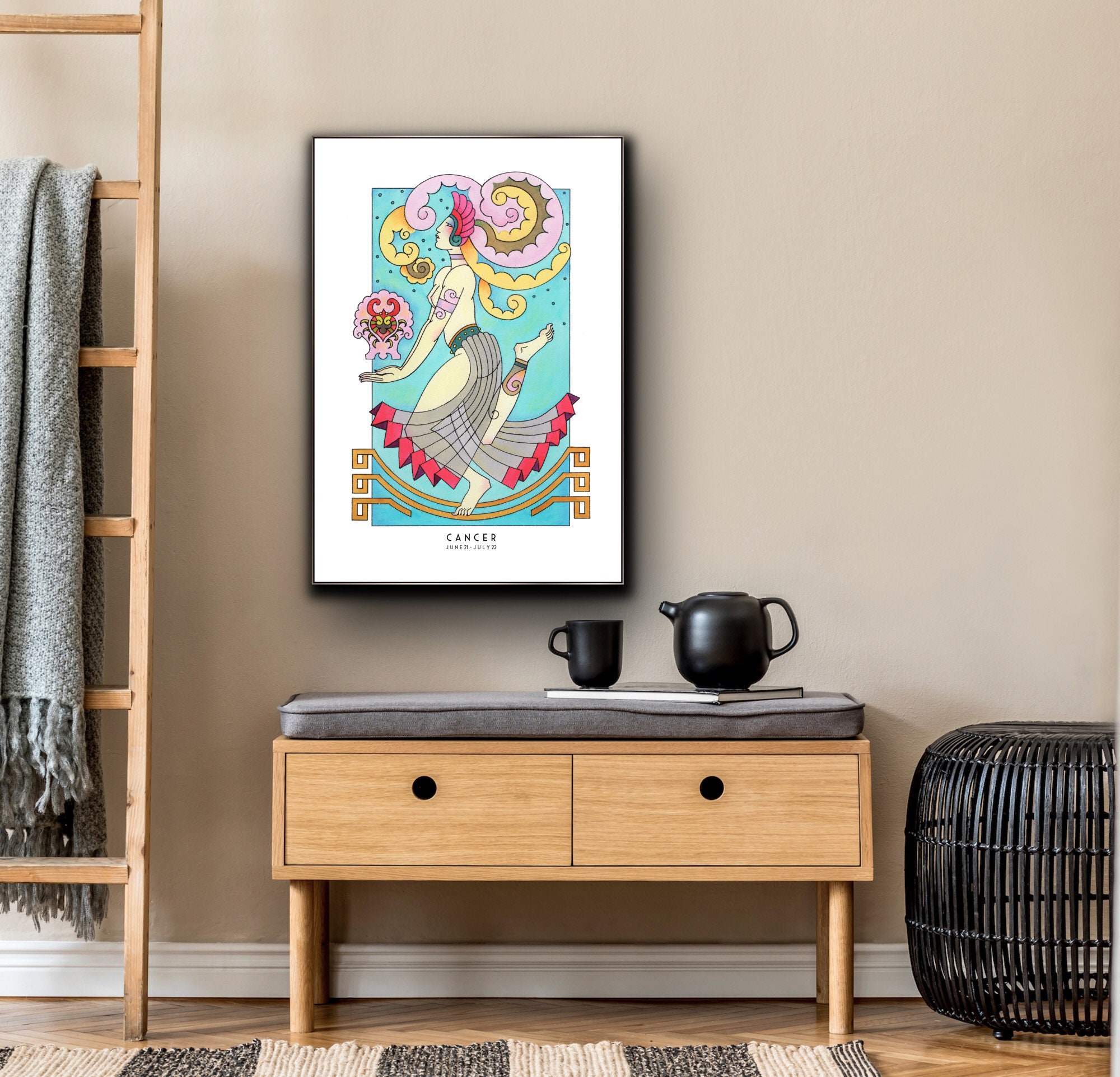 Cancer Goddess Poster, Cancer Wall Art, Zodiac Print, Goddess Art ...