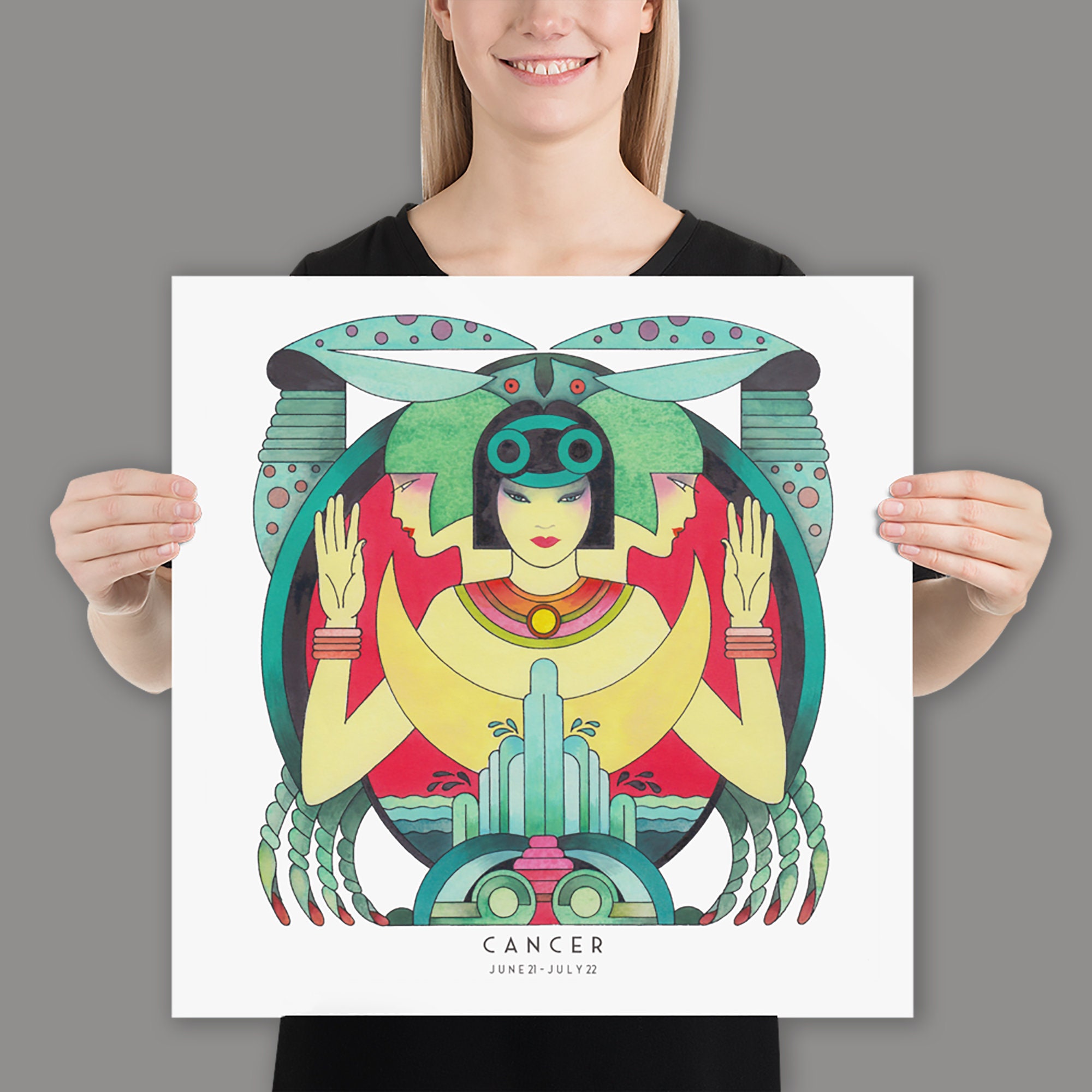 Art Deco Cancer Poster Cancer Wall Art Zodiac Print Unique - Etsy