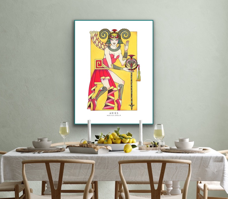 Aries Goddess Poster, Aries Wall Art, Zodiac Print, Goddess Art, Unique ...