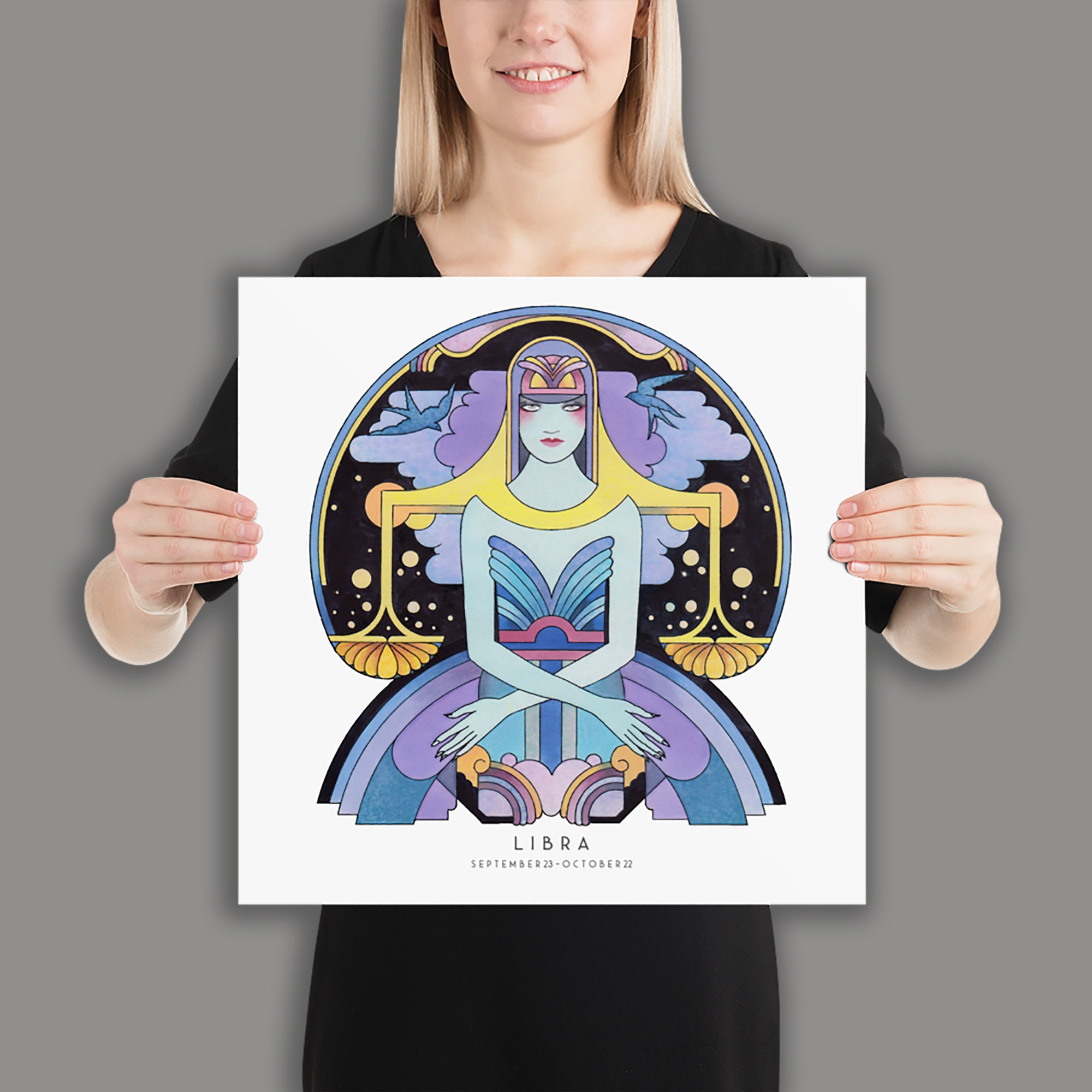 Art Deco Libra Poster Libra Wall Art Zodiac Print Unique - Etsy