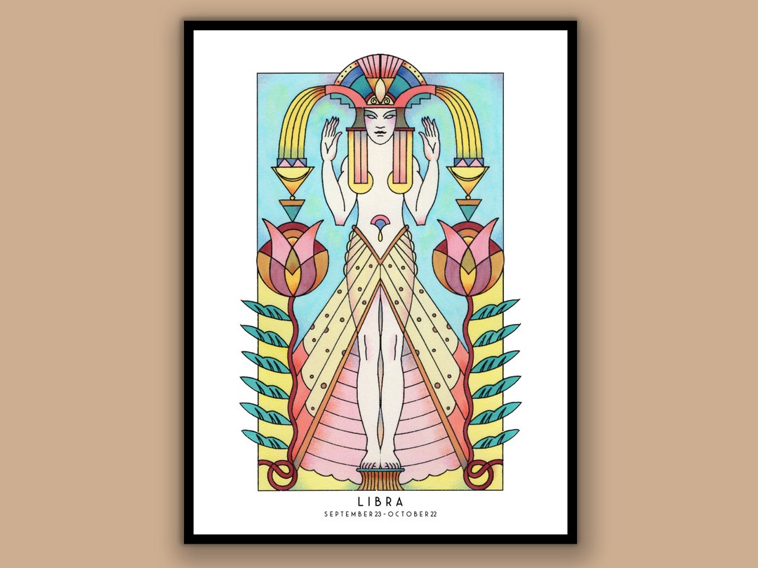 Libra Goddess Poster, Libra Wall Art, Zodiac Print, Goddess Art, Unique ...
