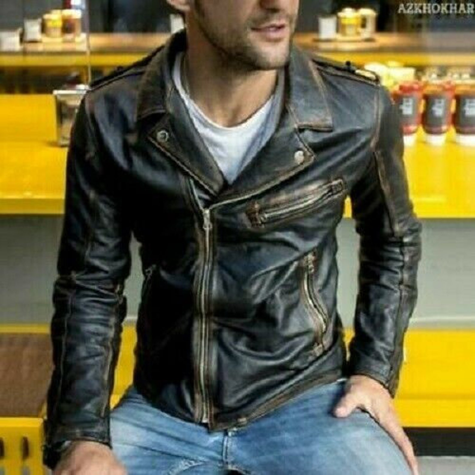 2022 New Mens Biker Motorcycle Style Distressed Cafe Racer - Etsy