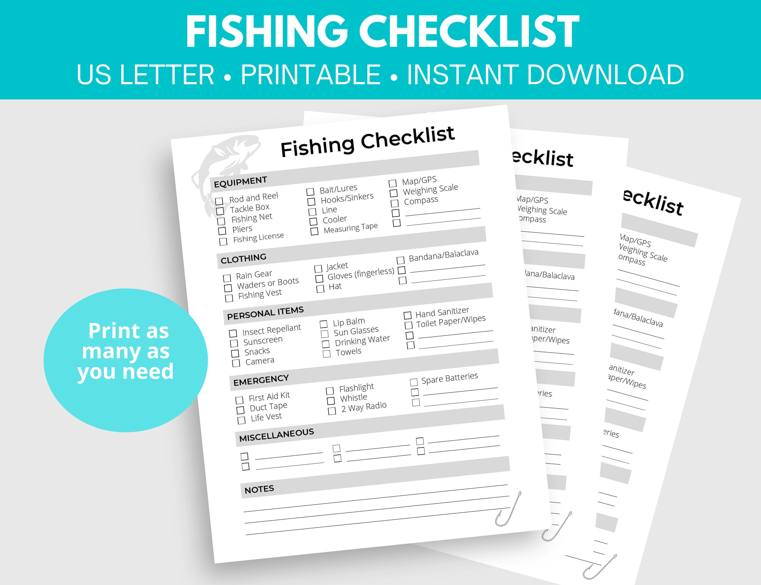 Fishing Trip Checklist - Boat Checklist - Fishing Equipment List ...