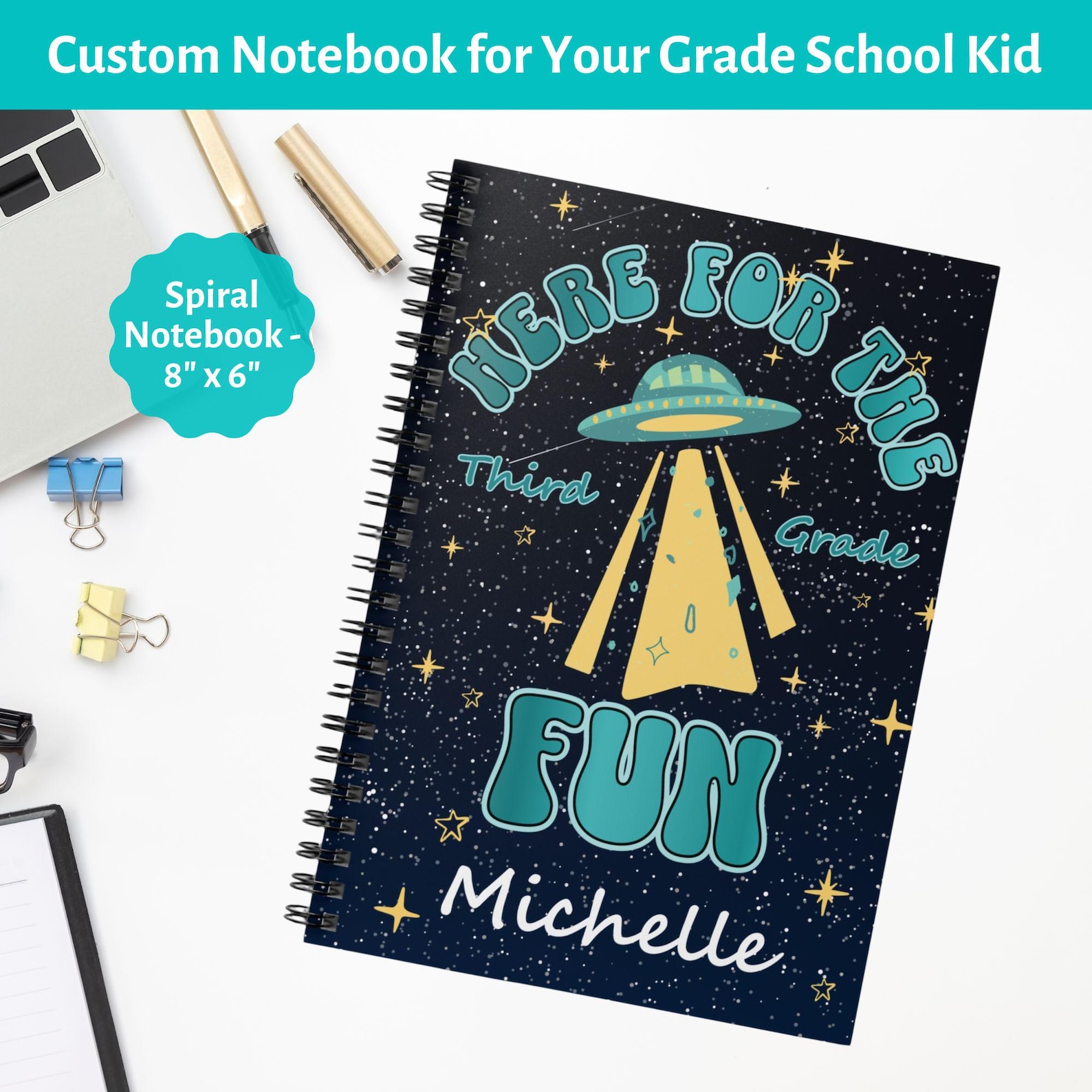 Custom Student Notebook Alien Space Back to School Gift Classroom ...