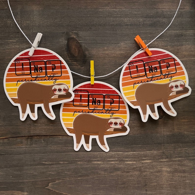 Sloth Animal Periodic Table Vinyl Sticker Gift Funny Sloth Lover School ...