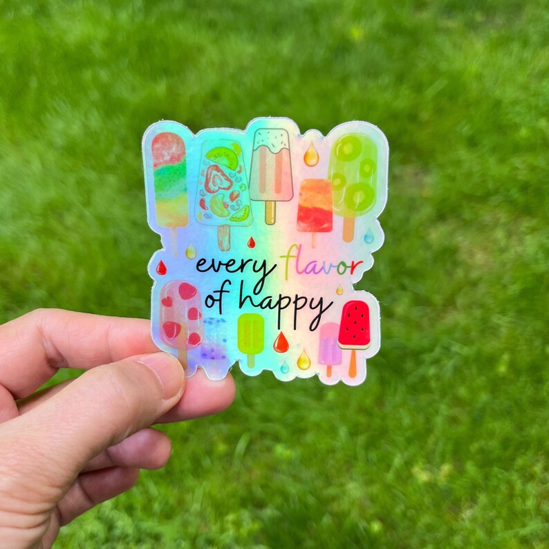 Popsicle Holographic Summer Party Favor Sticker Popsicle Ice Cream Art ...