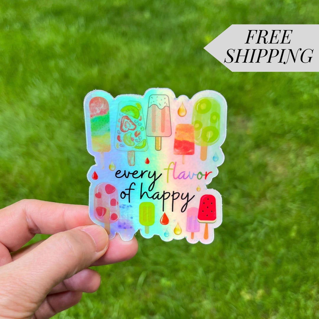 Popsicle Holographic Summer Party Favor Sticker Popsicle Ice Cream Art ...