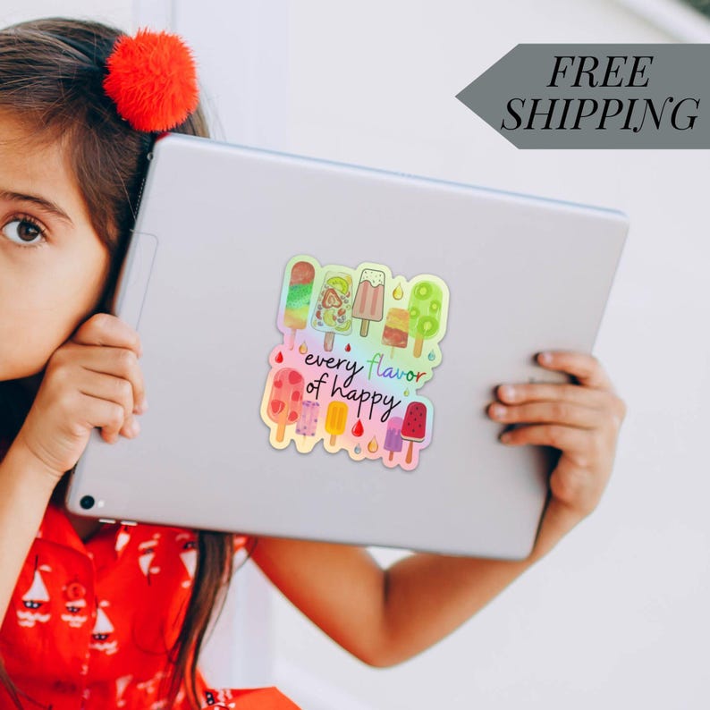 Popsicle Holographic Summer Party Favor Sticker Popsicle Ice Cream Art ...